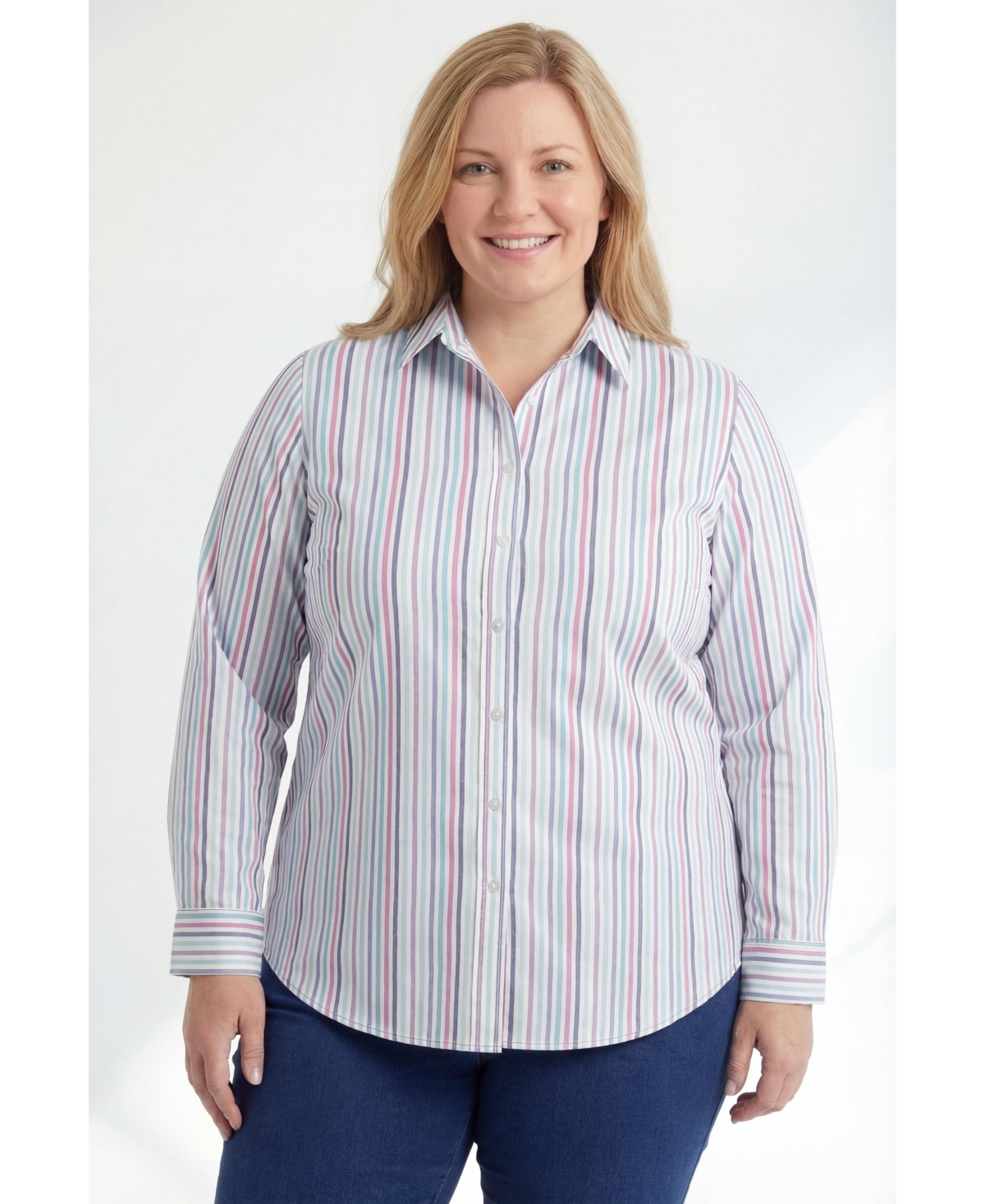 Click here for Woman Within Plus Size Perfect Long Sleeve Shirt -... prices