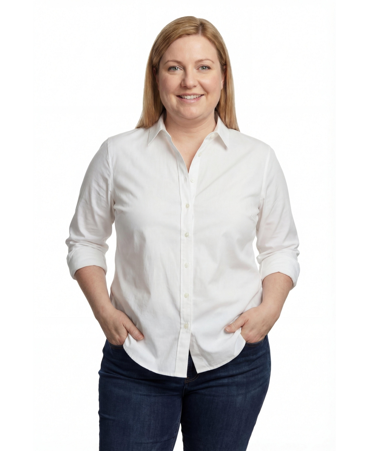 Click here for Woman Within Plus Size Perfect Long Sleeve Shirt -... prices