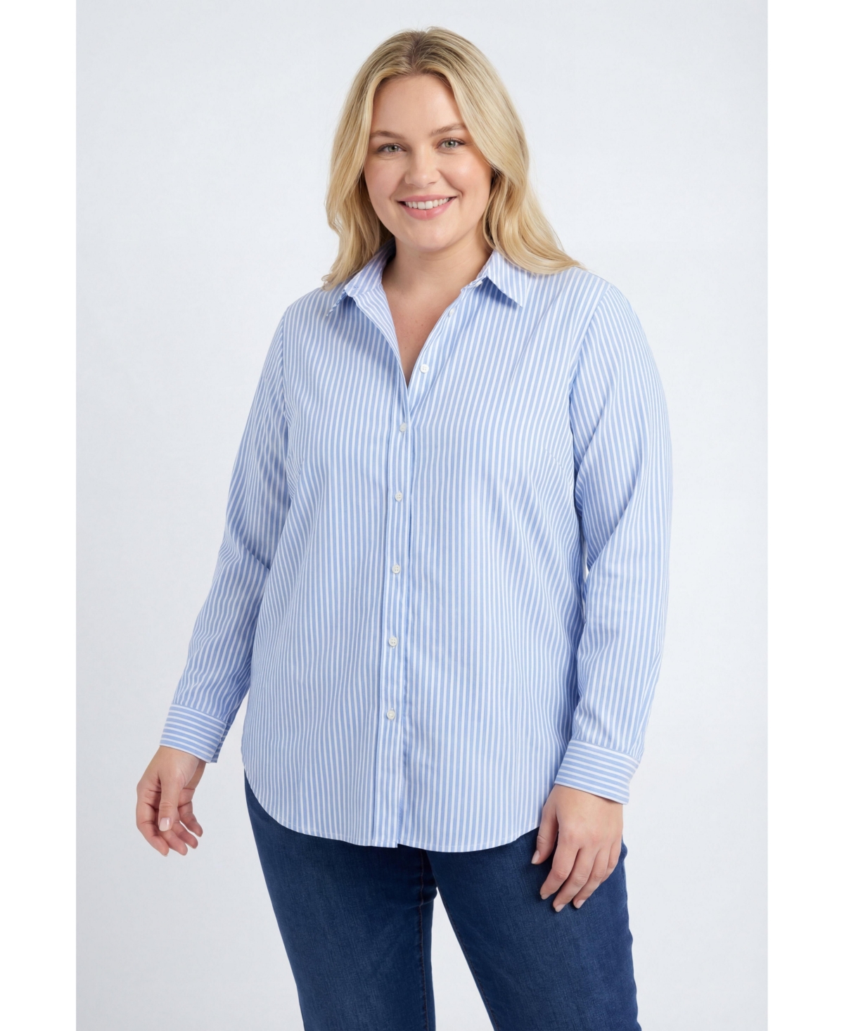 Click here for Woman Within Plus Size Perfect Long Sleeve Shirt -... prices