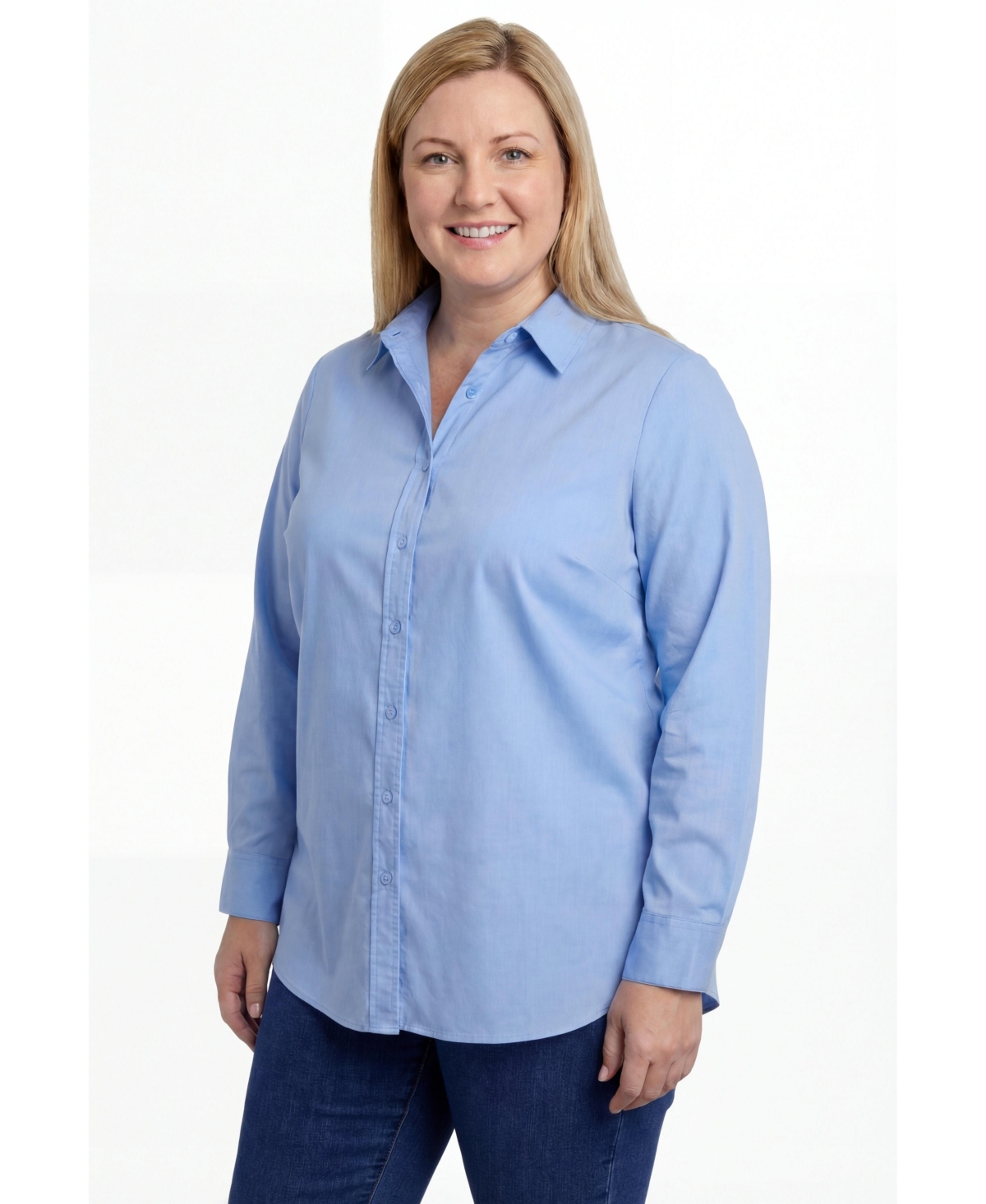 Click here for Woman Within Plus Size Perfect Long Sleeve Shirt -... prices