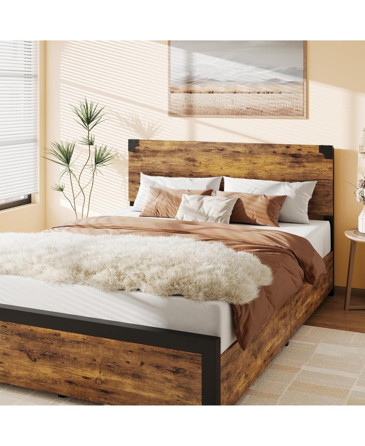 Click here for gaomon Bed Frame with 4 Drawers  Metal Platform &... prices