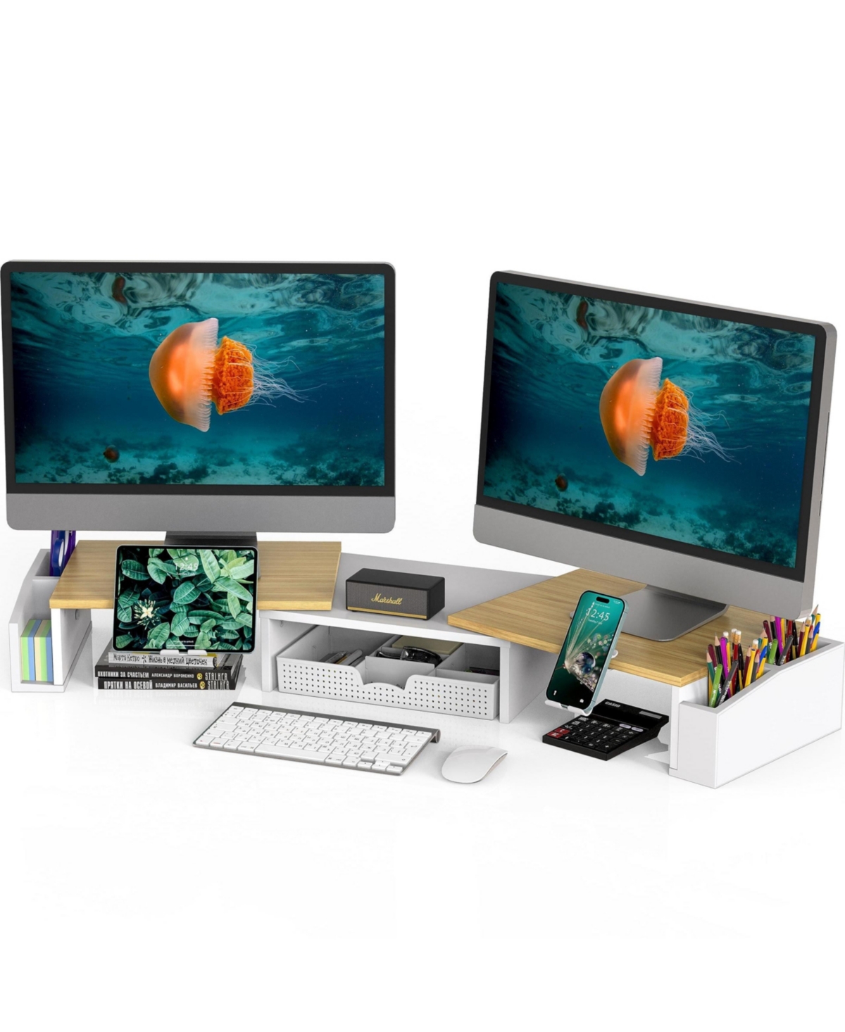 Click here for Gnuadz Desk Dual Monitor Stand Riser Drawer deskto... prices