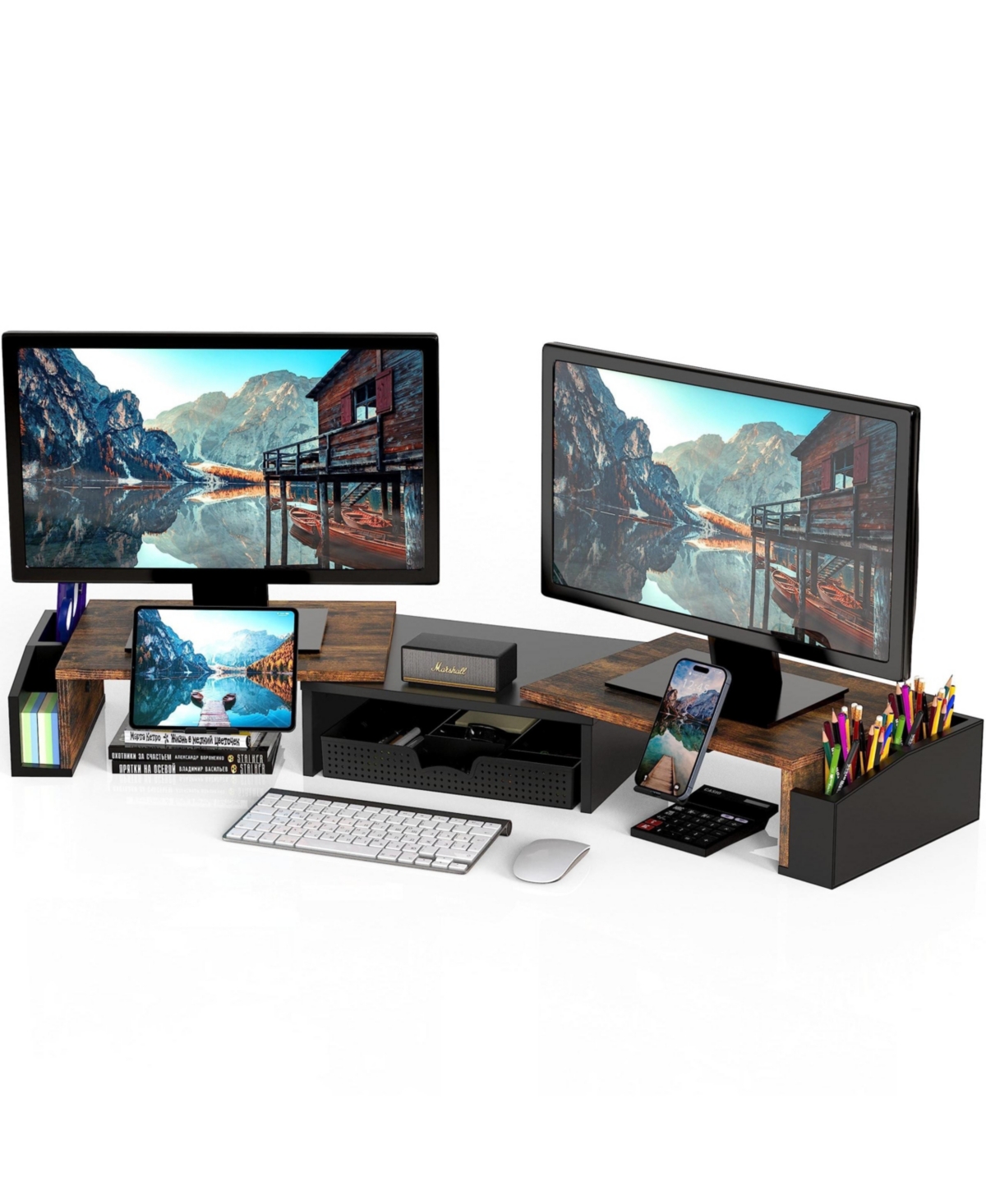 Click here for Gnuadz Desk Dual Monitor Stand Riser Drawer deskto... prices