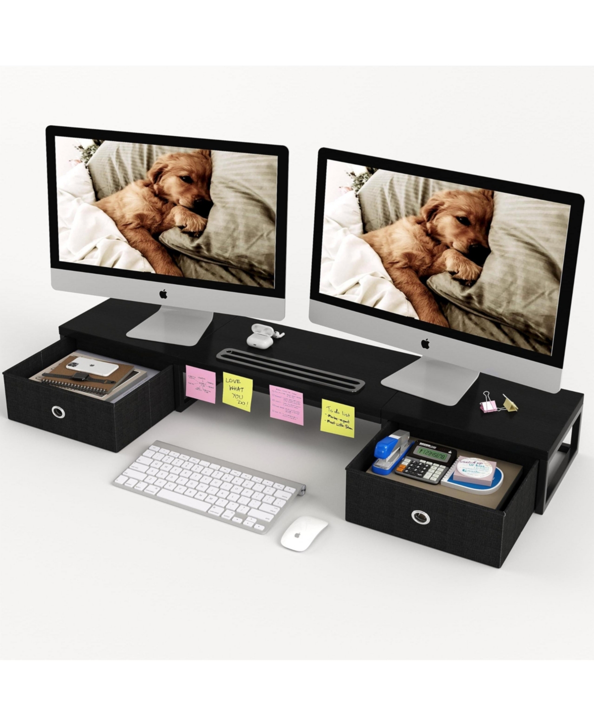 Click here for Gnuadz Dual Monitor Stand Riser With Drawers Desk... prices