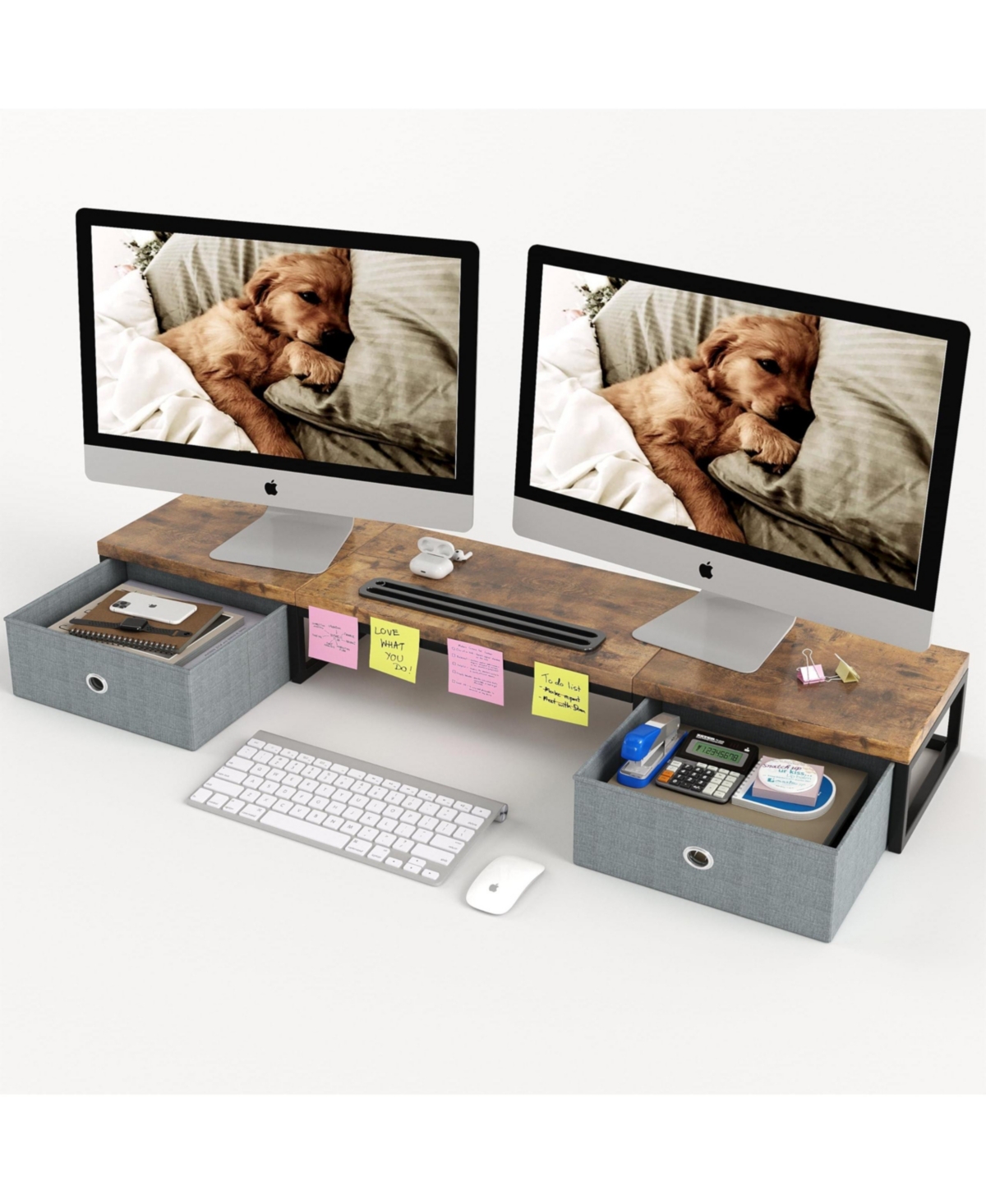 Click here for Gnuadz Dual Monitor Stand Riser With Drawers Desk... prices