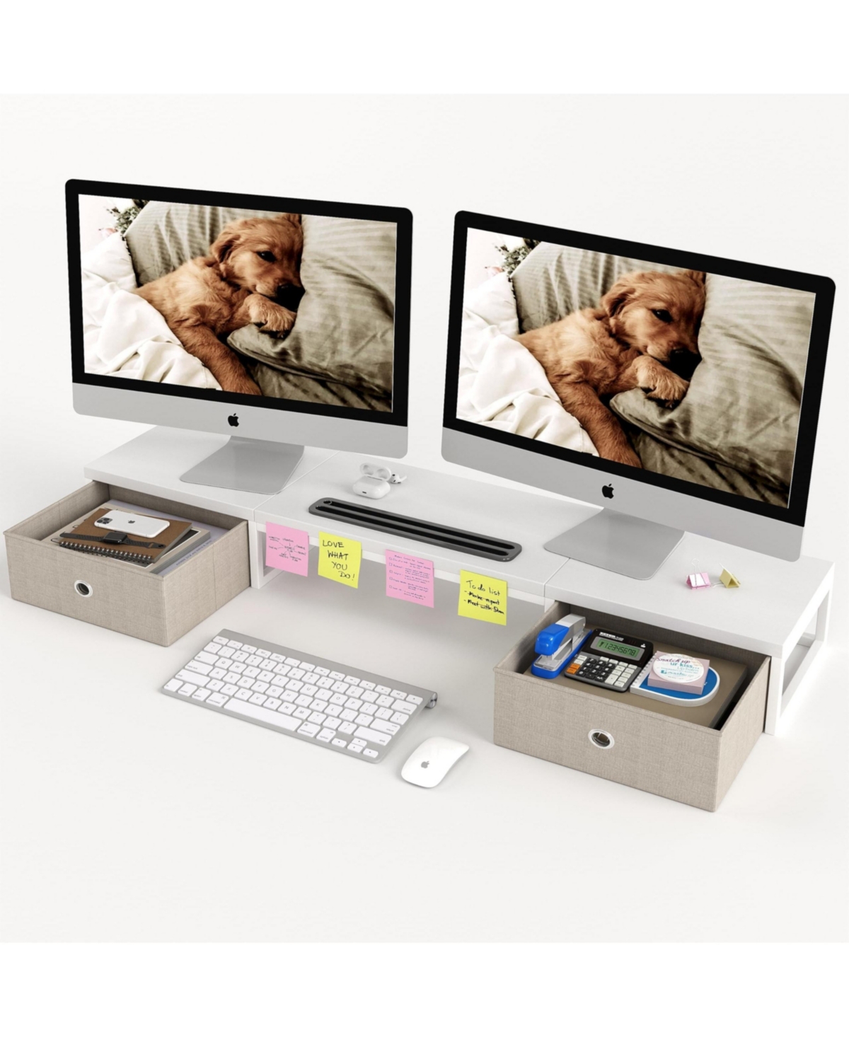 Click here for Gnuadz Dual Monitor Stand Riser With Drawers Desk... prices