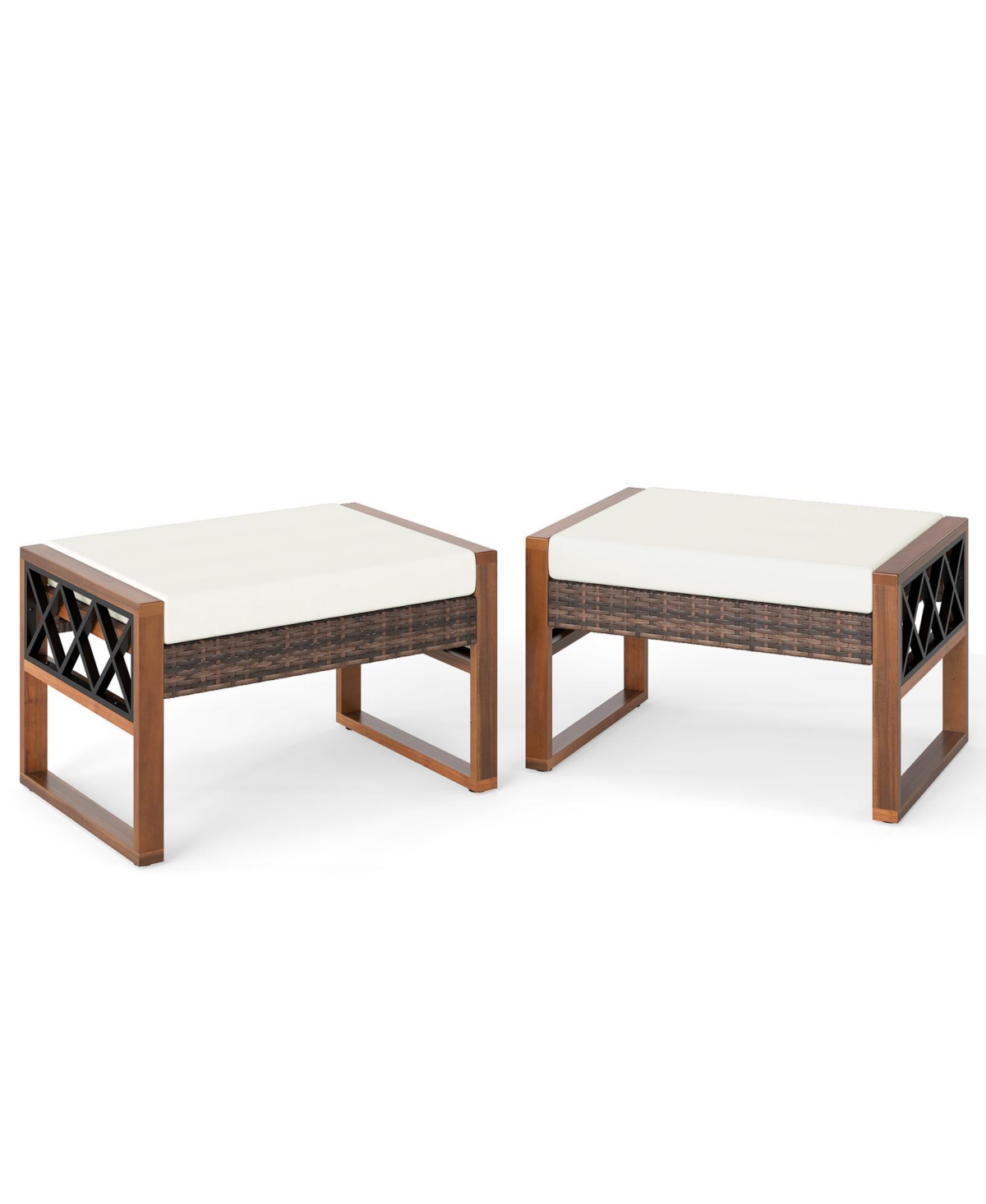 Click here for Sugift Pe Rattan Wicker Ottomans Set of Two with R... prices