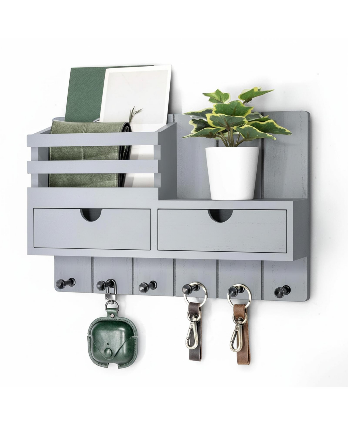 Click here for Yigii Wall Mounted Key Holder with 2 Drawers 6 Hoo... prices