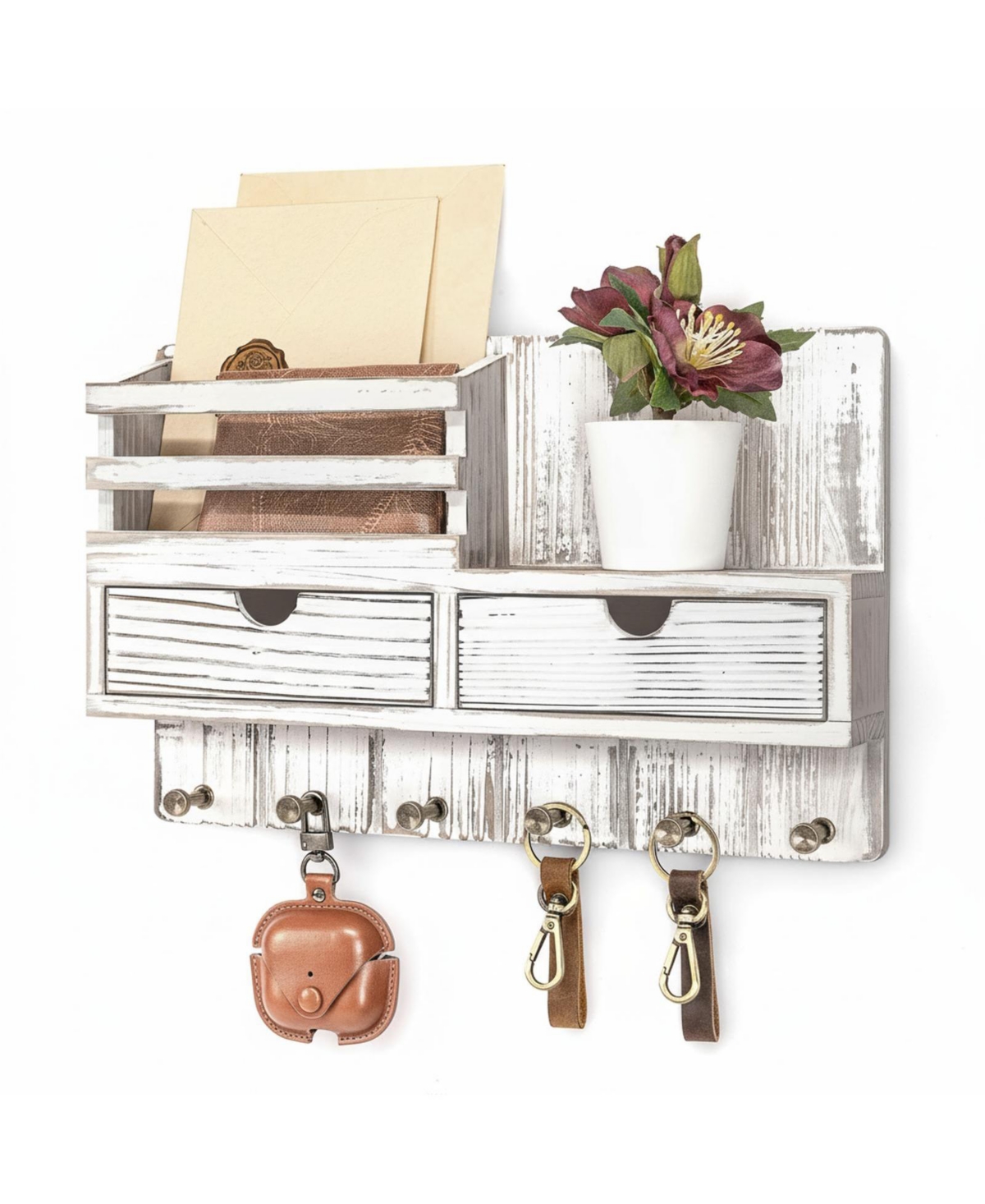 Click here for Yigii Wall Mounted Key Holder with 2 Drawers 6 Hoo... prices