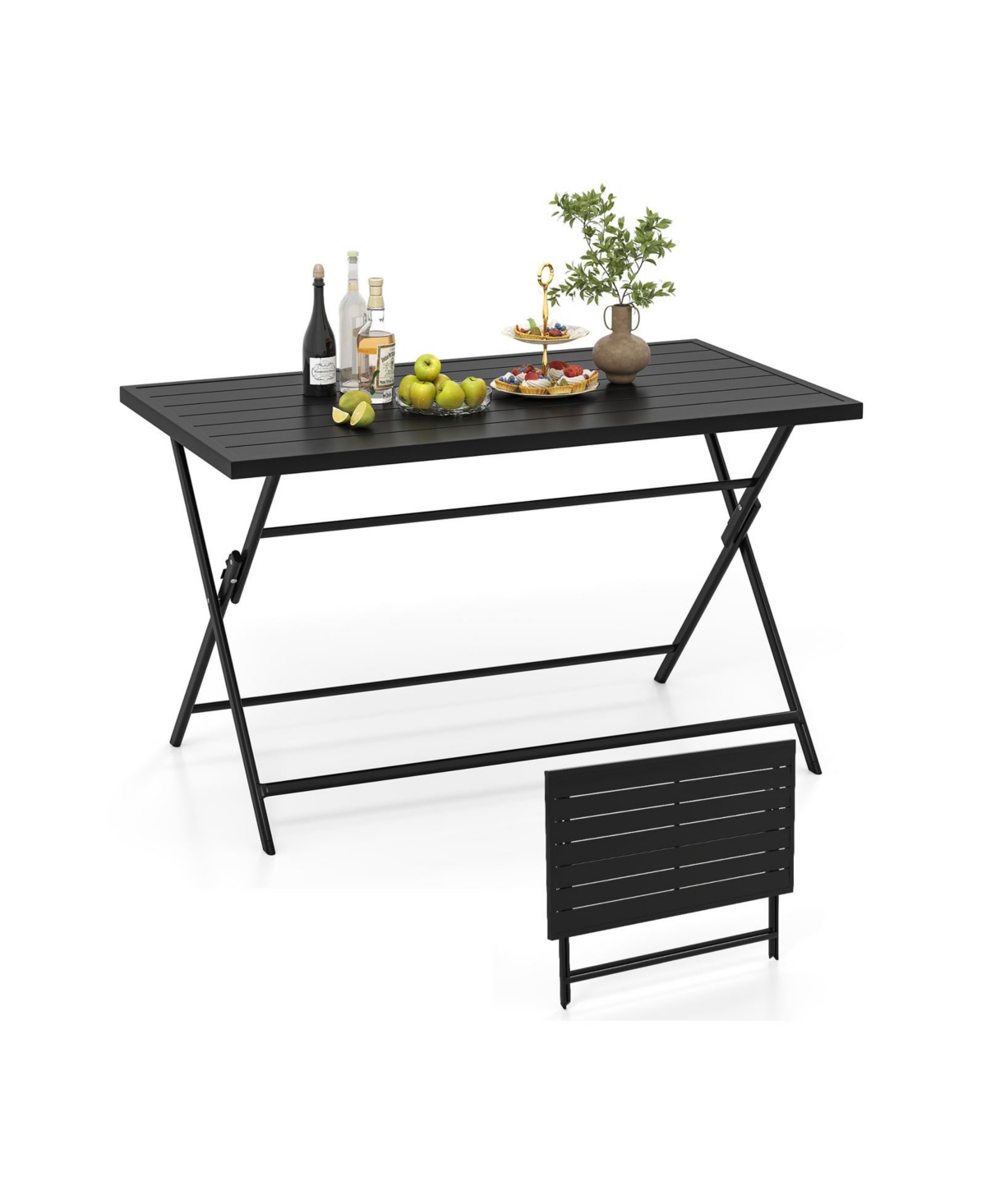 Click here for Gouun Foldable Rectangular Metal Patio Dining Tabl... prices