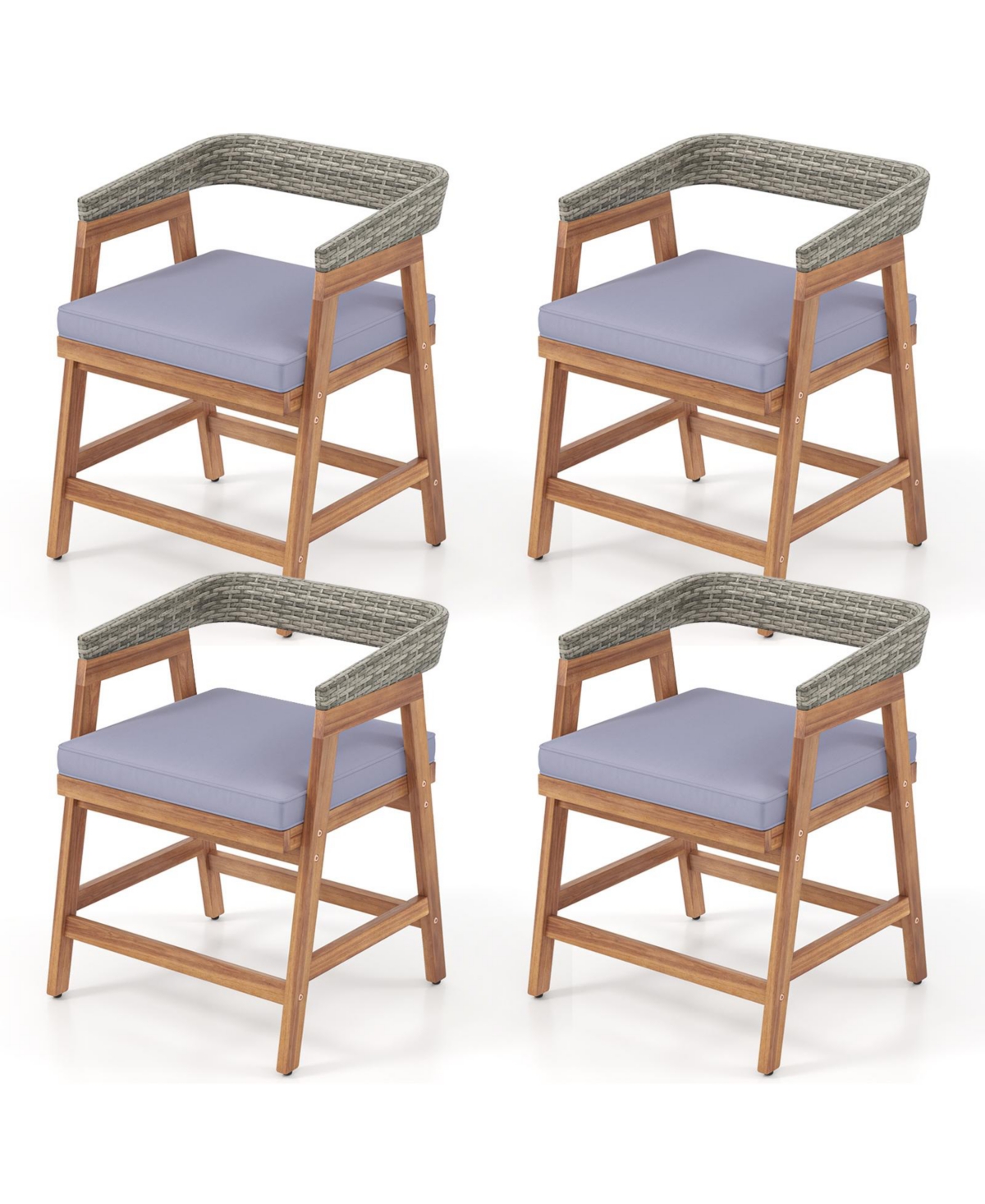 Click here for Gouun Set of 4 Acacia Wood Wicker Outdoor Dining C... prices