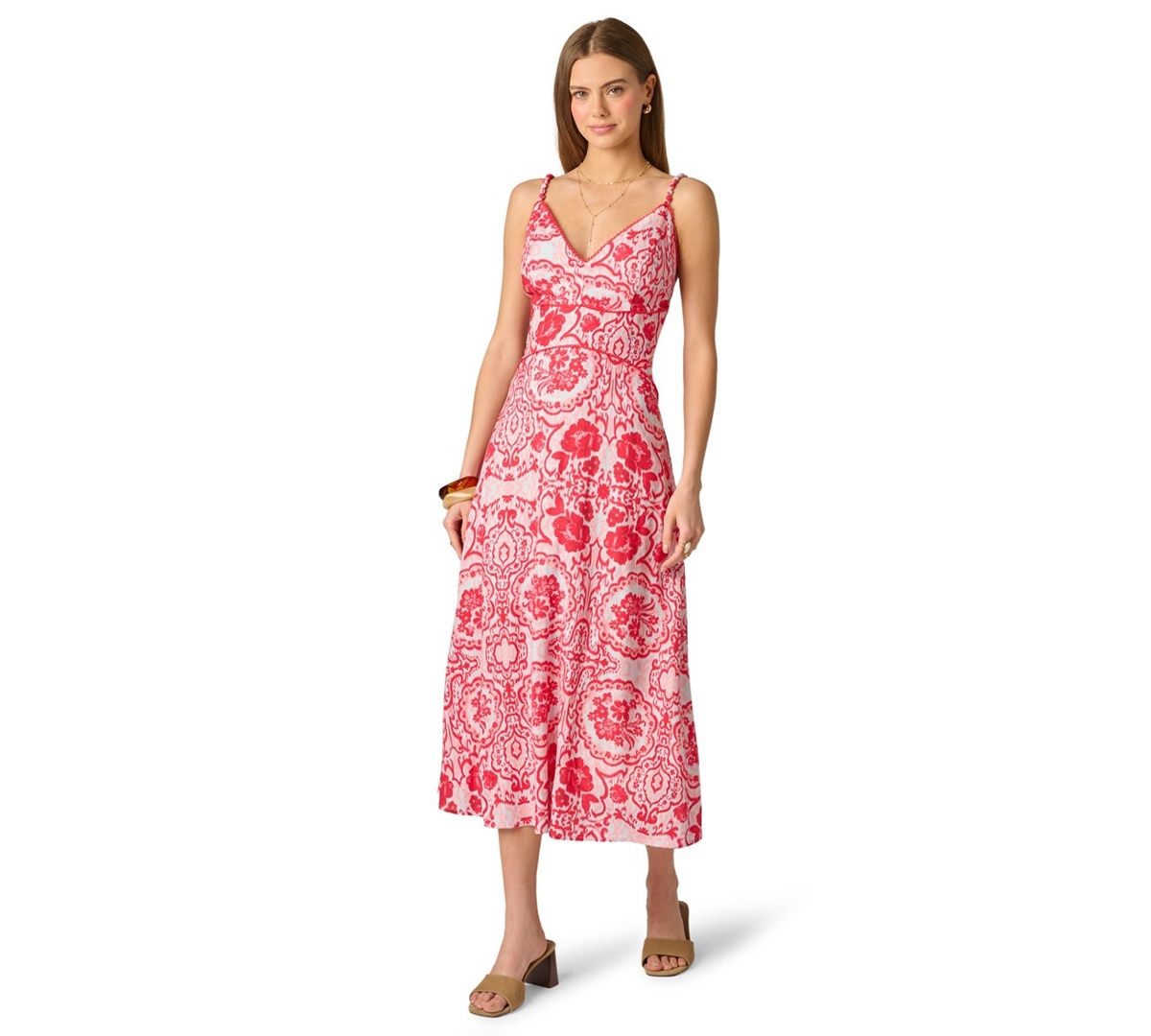 Click here for Adrianna Womens V-Neck Midi Dress - RED/BLUE prices