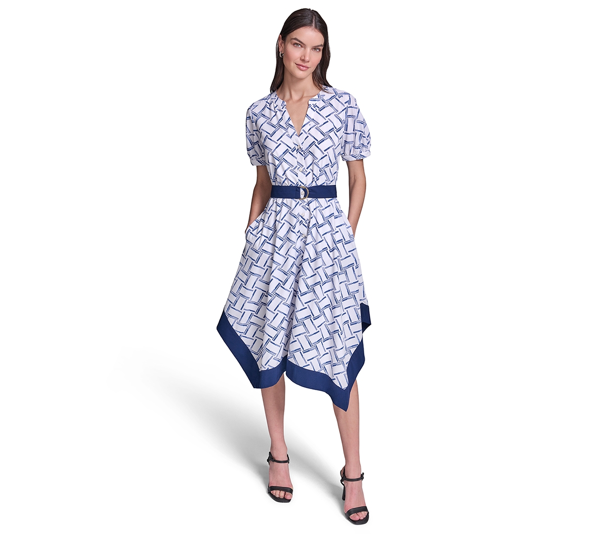 Click here for Karl Lagerfeld Paris Womens Printed Hanky Hem Midi... prices