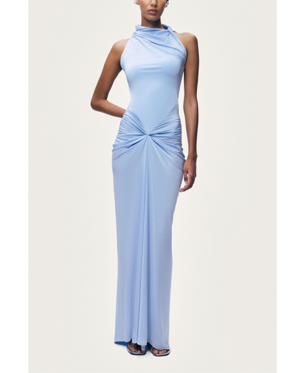 Click here for Nocturne Womens Draped Halter Neck Ruched Maxi Dre... prices