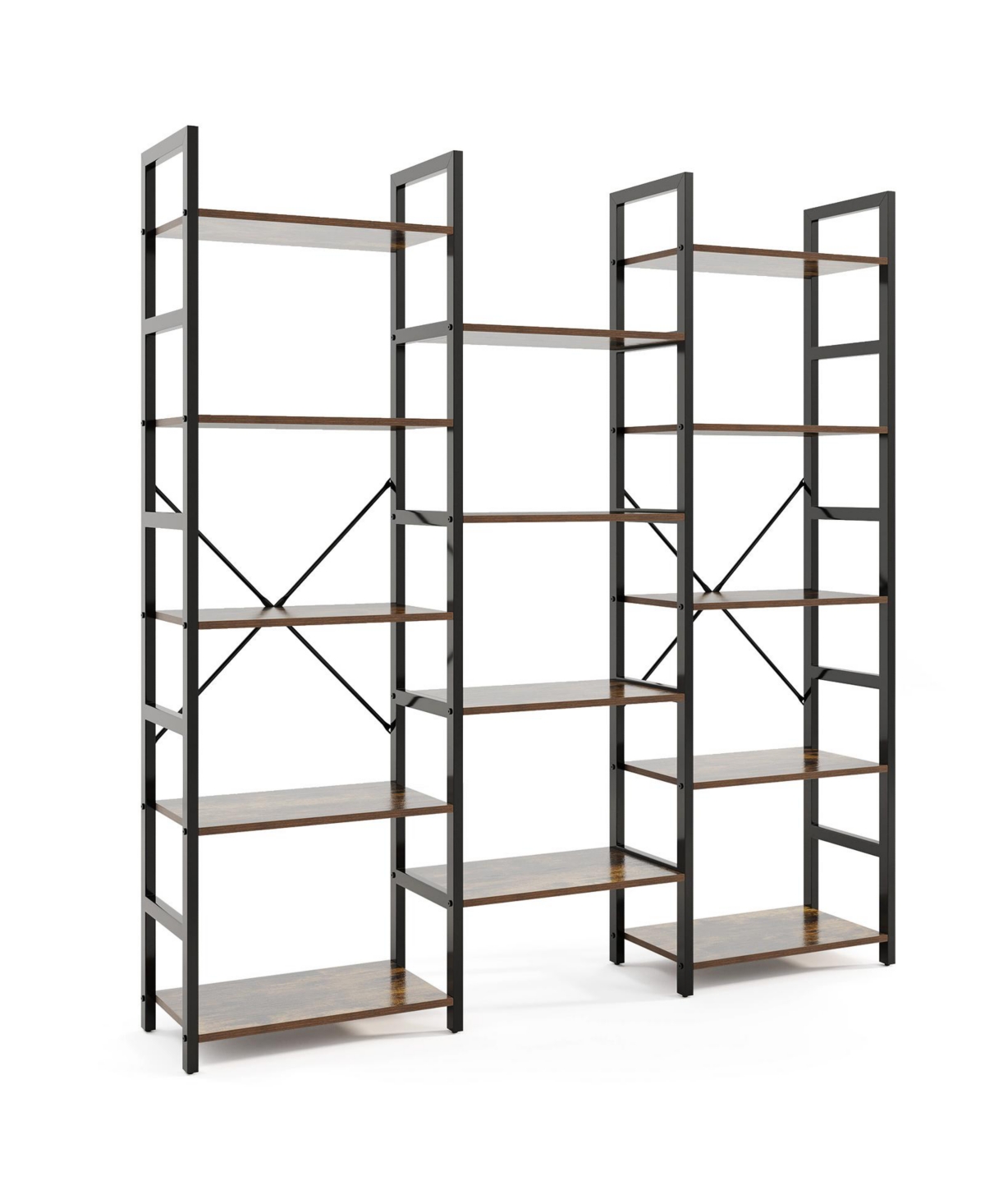 Click here for Gouun 5-Tier Triple Wide Industrial Bookshelf with... prices