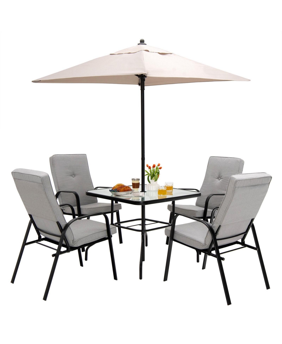 Click here for Mecale 5 Feet Patio Square Market Table Umbrella S... prices