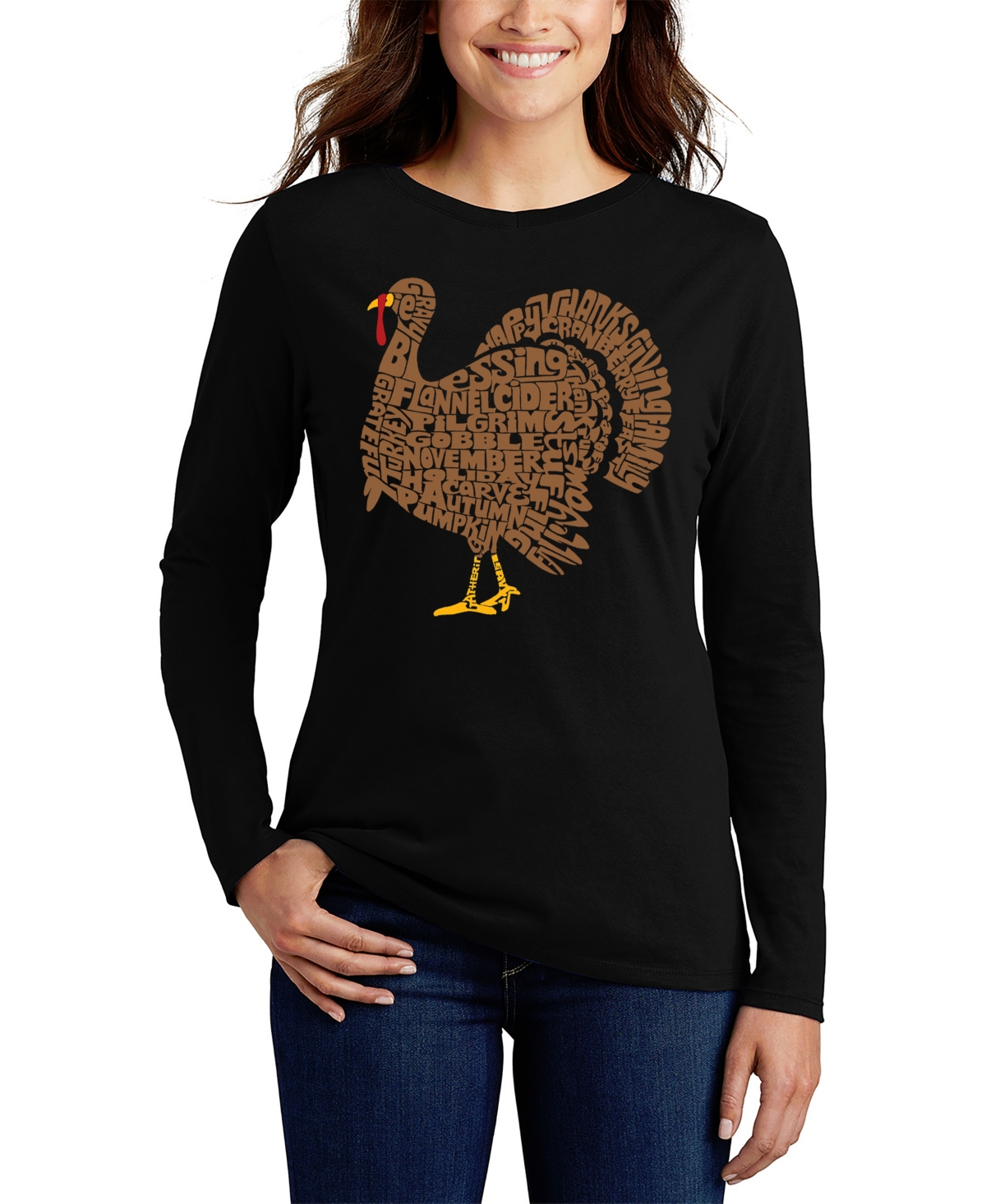 Click here for La Pop Art Womens Thankgiving Turkey Word Art Flow... prices