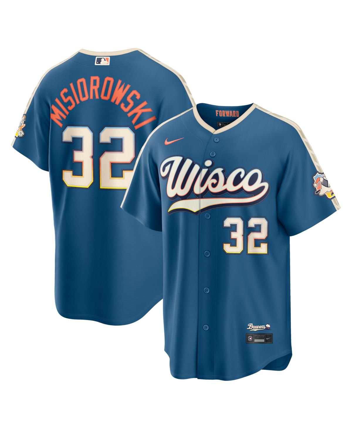 Click here for Nike Mens Jacob Misiorowski Mineral Blue Milwaukee... prices