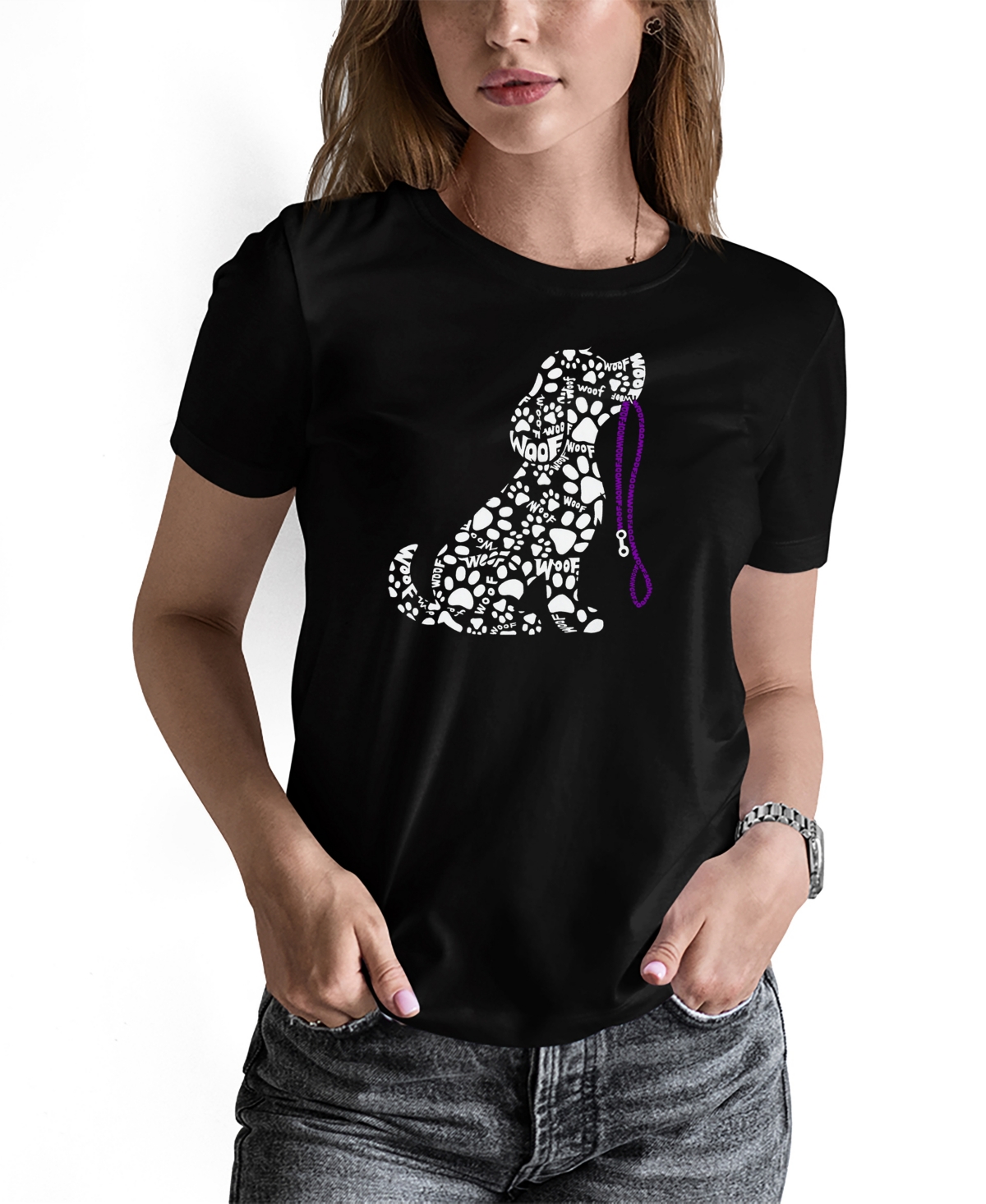 Click here for La Pop Art Womens Dog Leash Word Art Pullover Top... prices