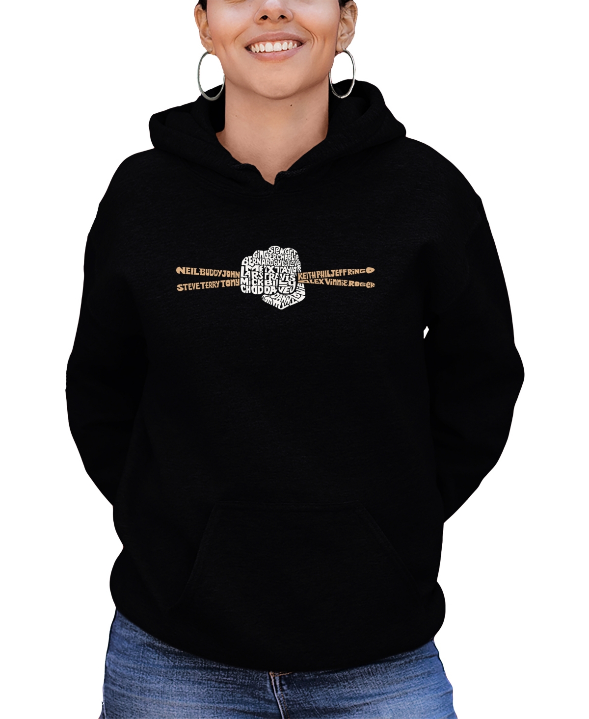 Click here for La Pop Art Womens Drumsticks Word Art Hooded Sweat... prices