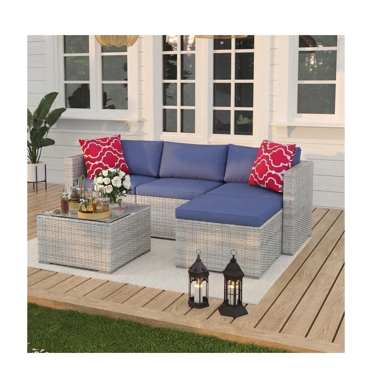 Click here for gaomon 5-Piece Outdoor Sectional Sofa Set  All-Wea... prices