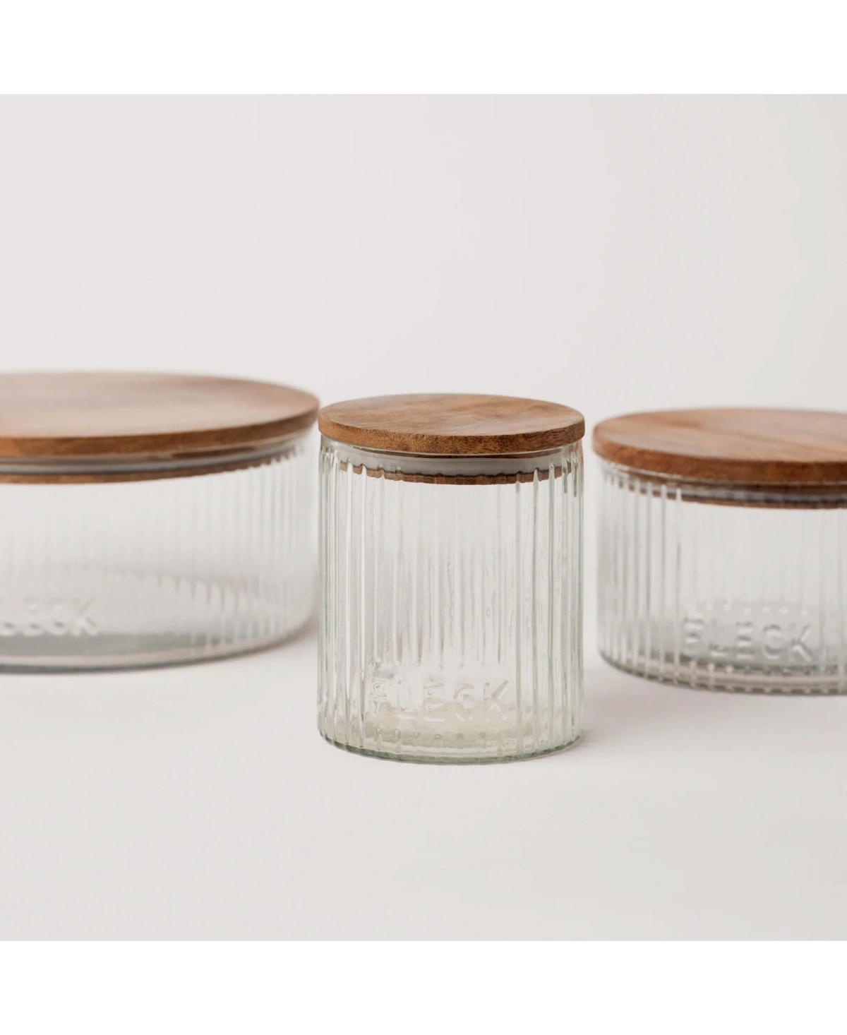 Click here for Fleck Fluted Glass Storage Jars - set of 3 - Natur... prices