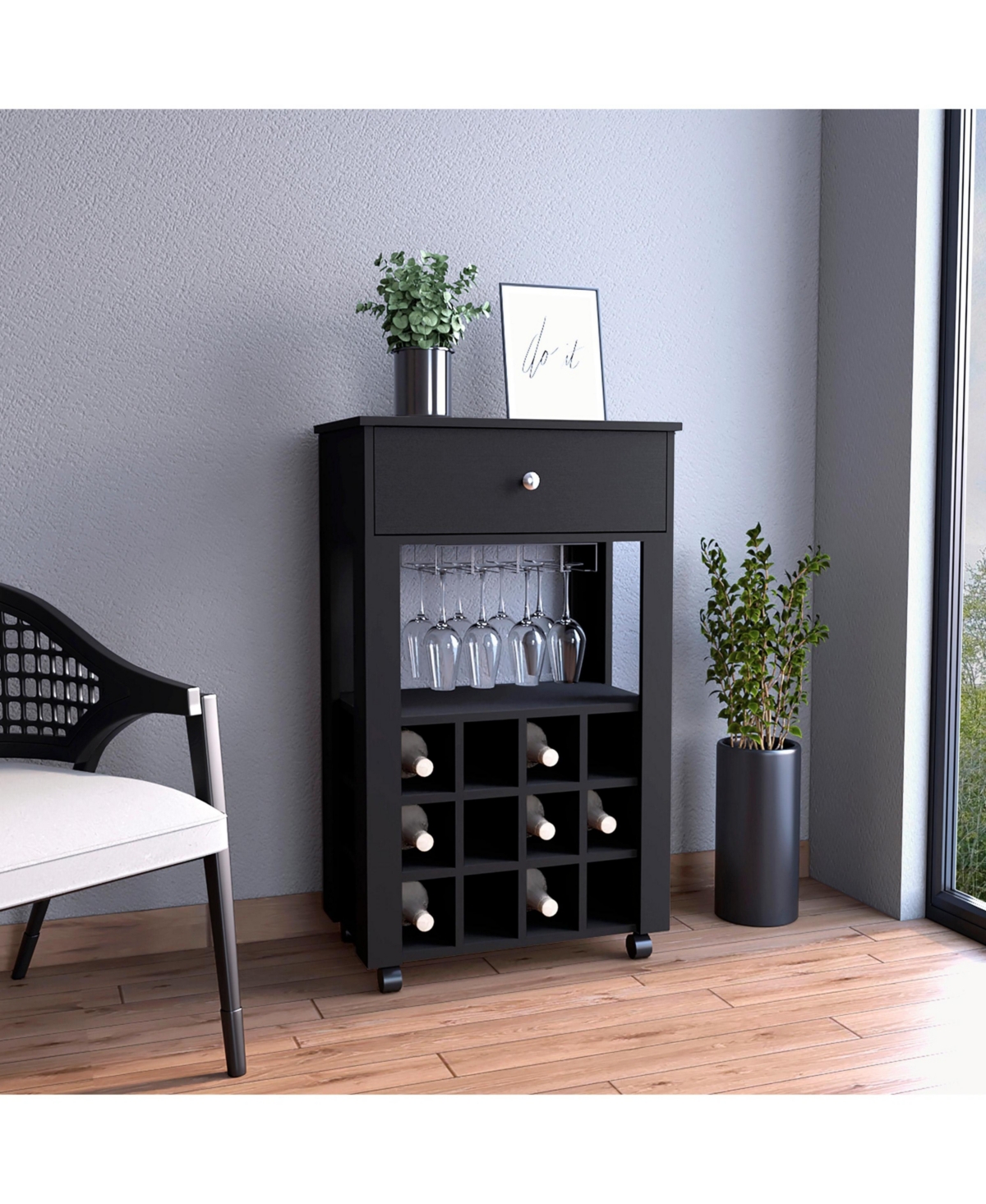 Click here for flynama Bar Cart with 12 Built-in Wine Rack  8-Gla... prices