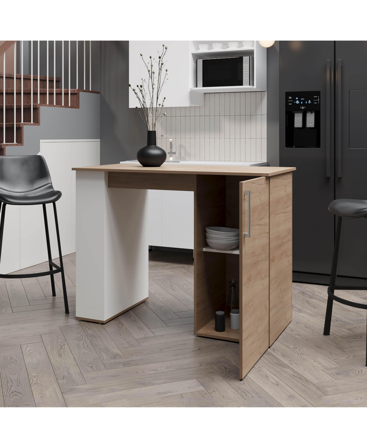 Click here for flynama Bar Kitchen Island with Hidden Storage prices