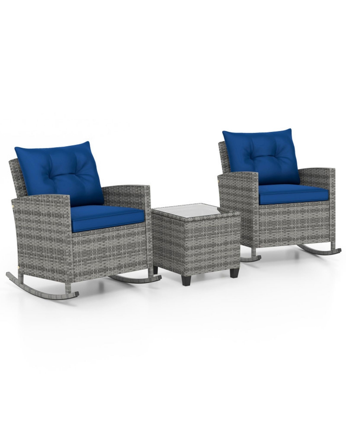 Click here for Gouun 3-Piece Pe Rattan Rocking Chair Patio Set wi... prices