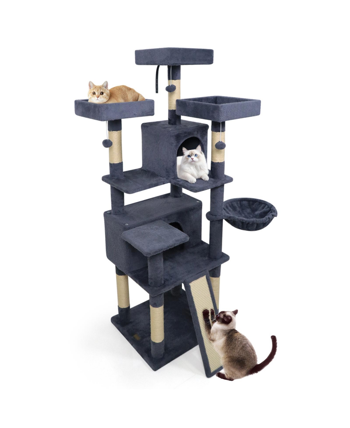 Click here for Cozito Cat Tree 65 inch with 3 Plush Perches and 2... prices
