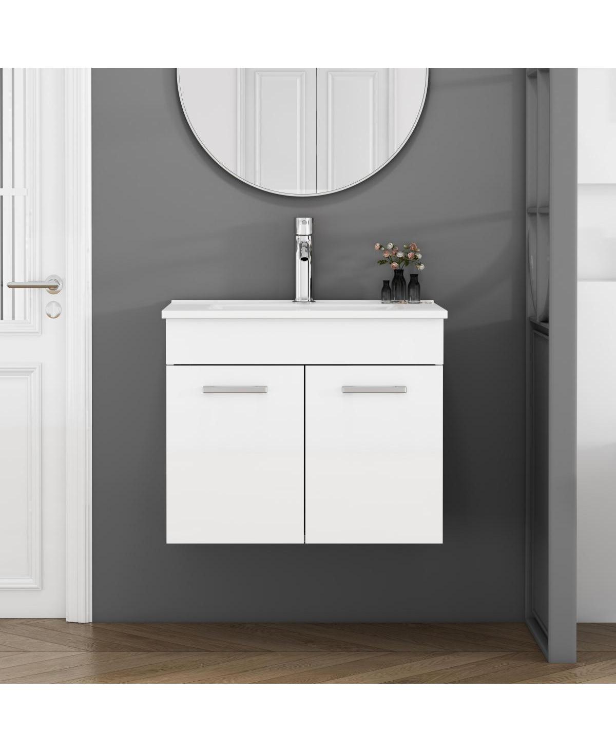 Click here for Sillysis Inch Wall Mounted Bathroom Vanity with Ce... prices
