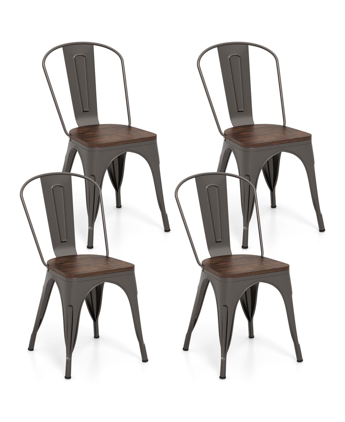 Click here for Gymax Tolix Style Metal Dining Chairs Set of 4 wit... prices
