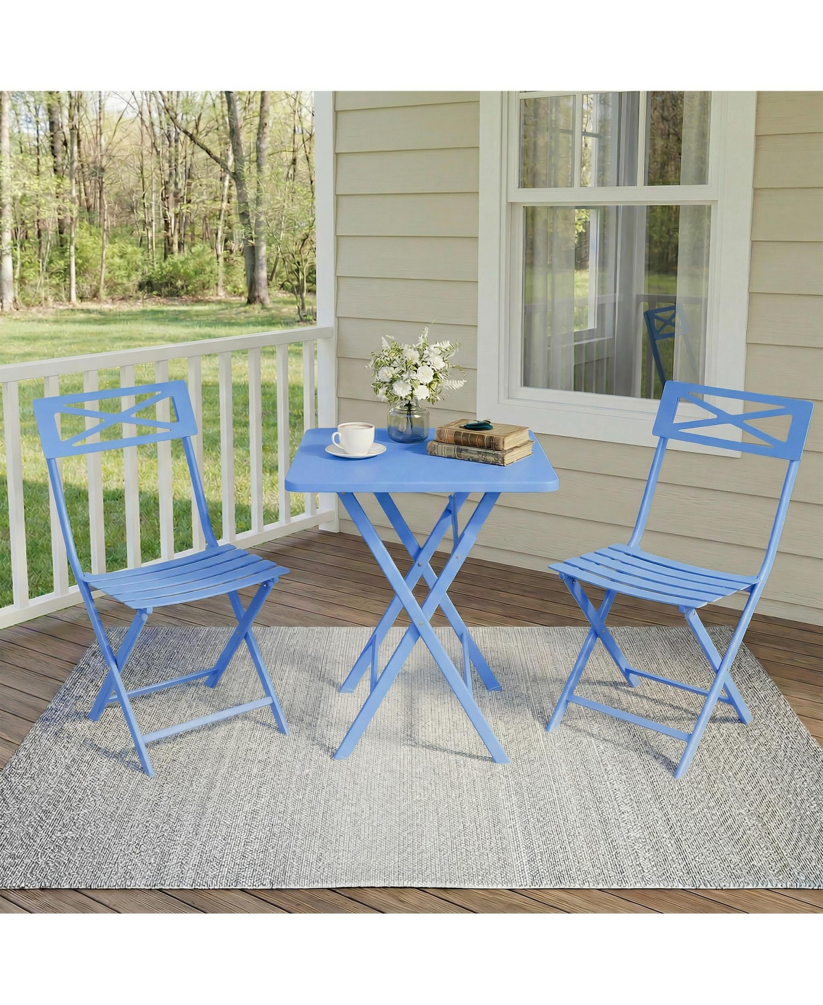 Click here for gaomon Patio 3-Piece Bistro Set Metal Folding Outd... prices