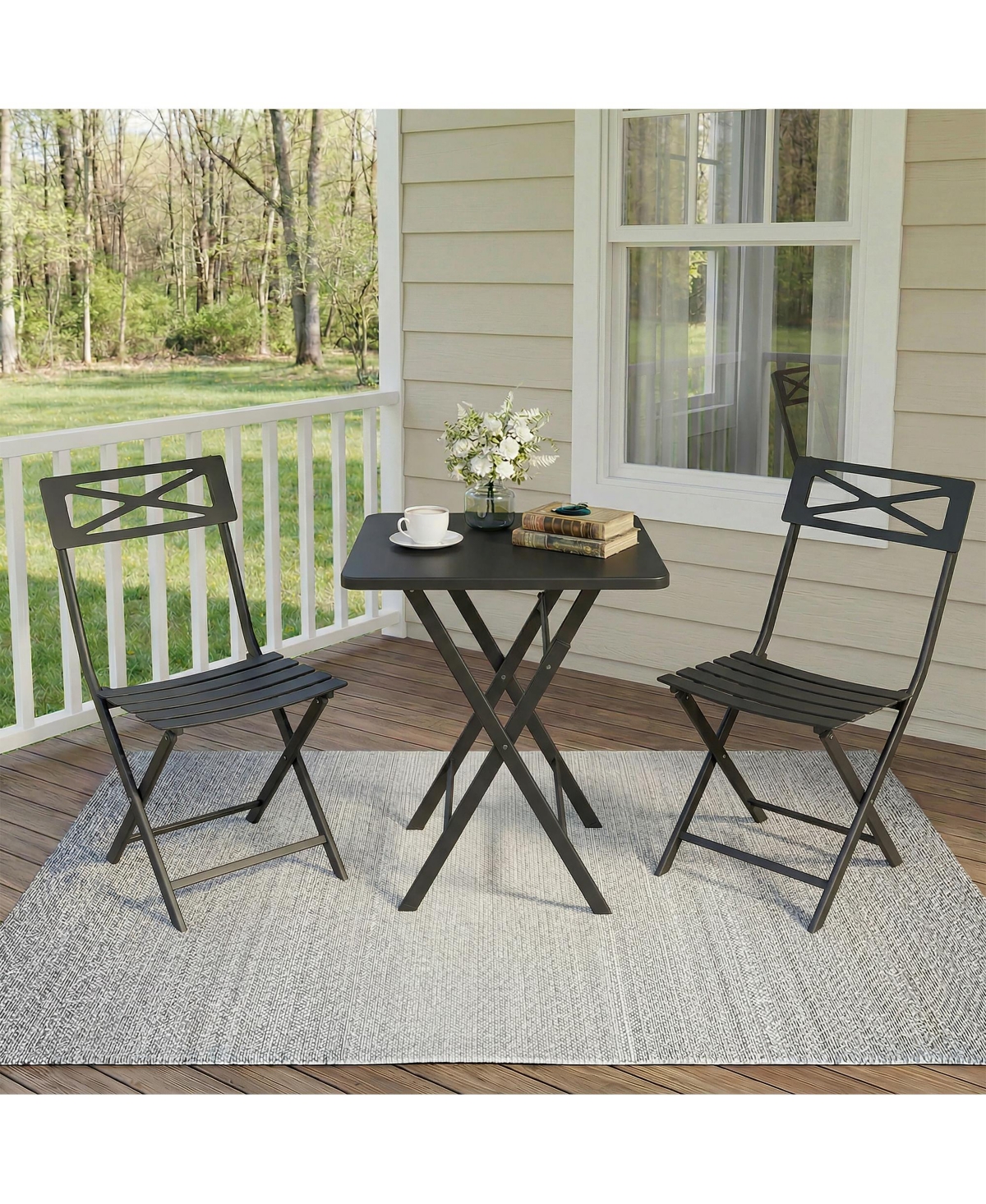 Click here for gaomon Patio 3-Piece Bistro Set Metal Folding Outd... prices