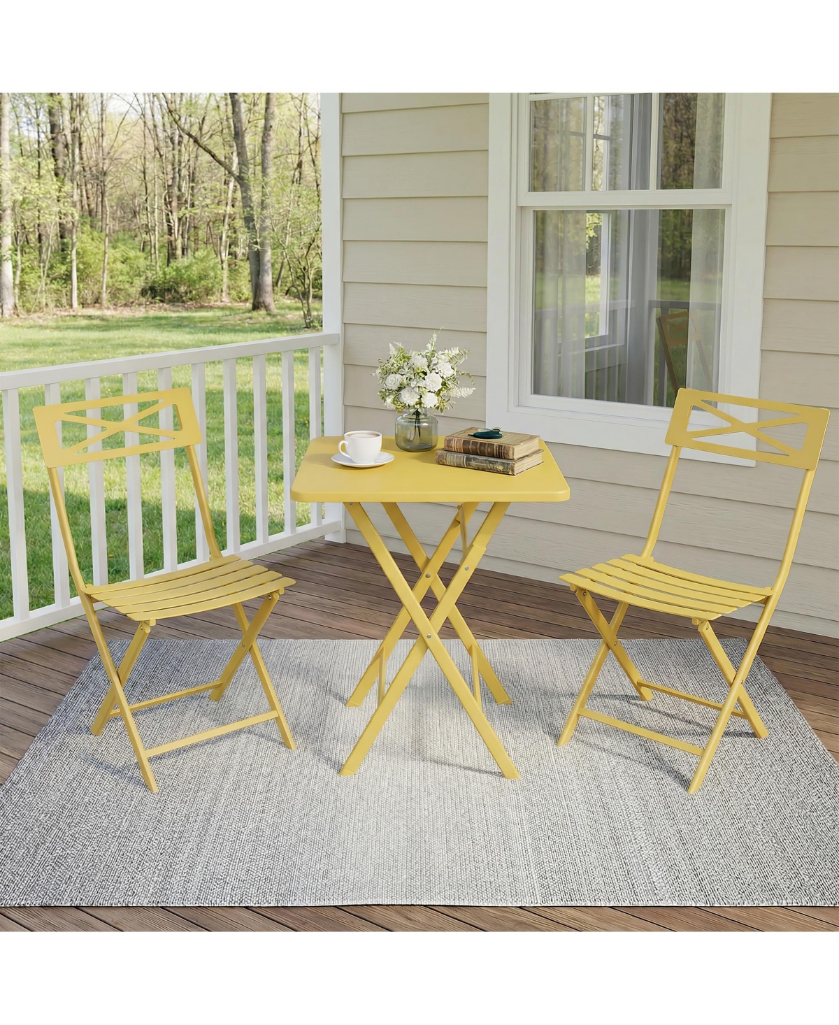 Click here for gaomon Patio 3-Piece Bistro Set Metal Folding Outd... prices