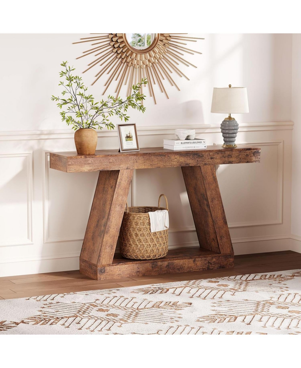 Click here for gaomon Farmhouse Console Table with Trapezium Desi... prices