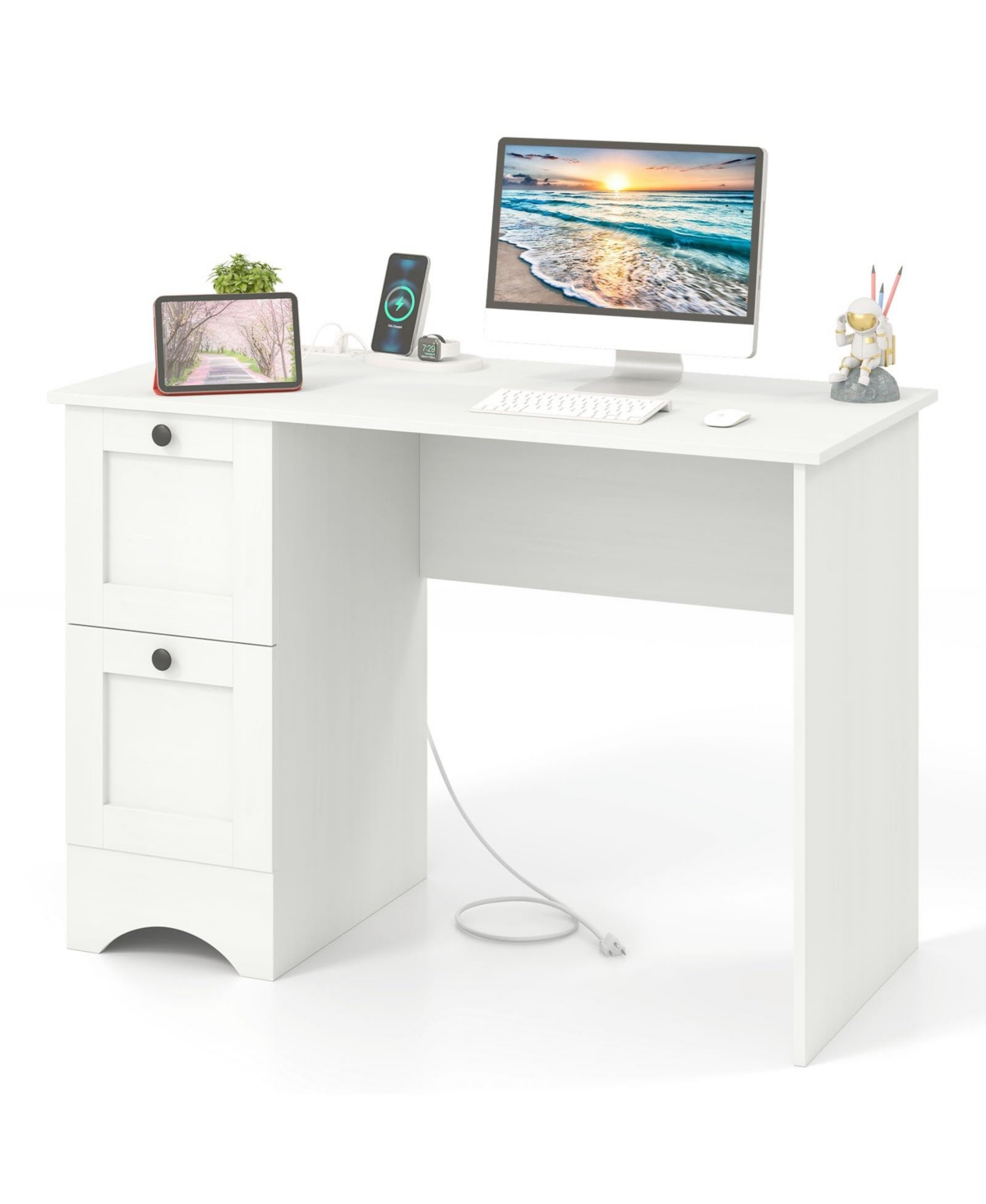 Click here for Mecale Wood Computer Desk Workstation with 2 Drawe... prices