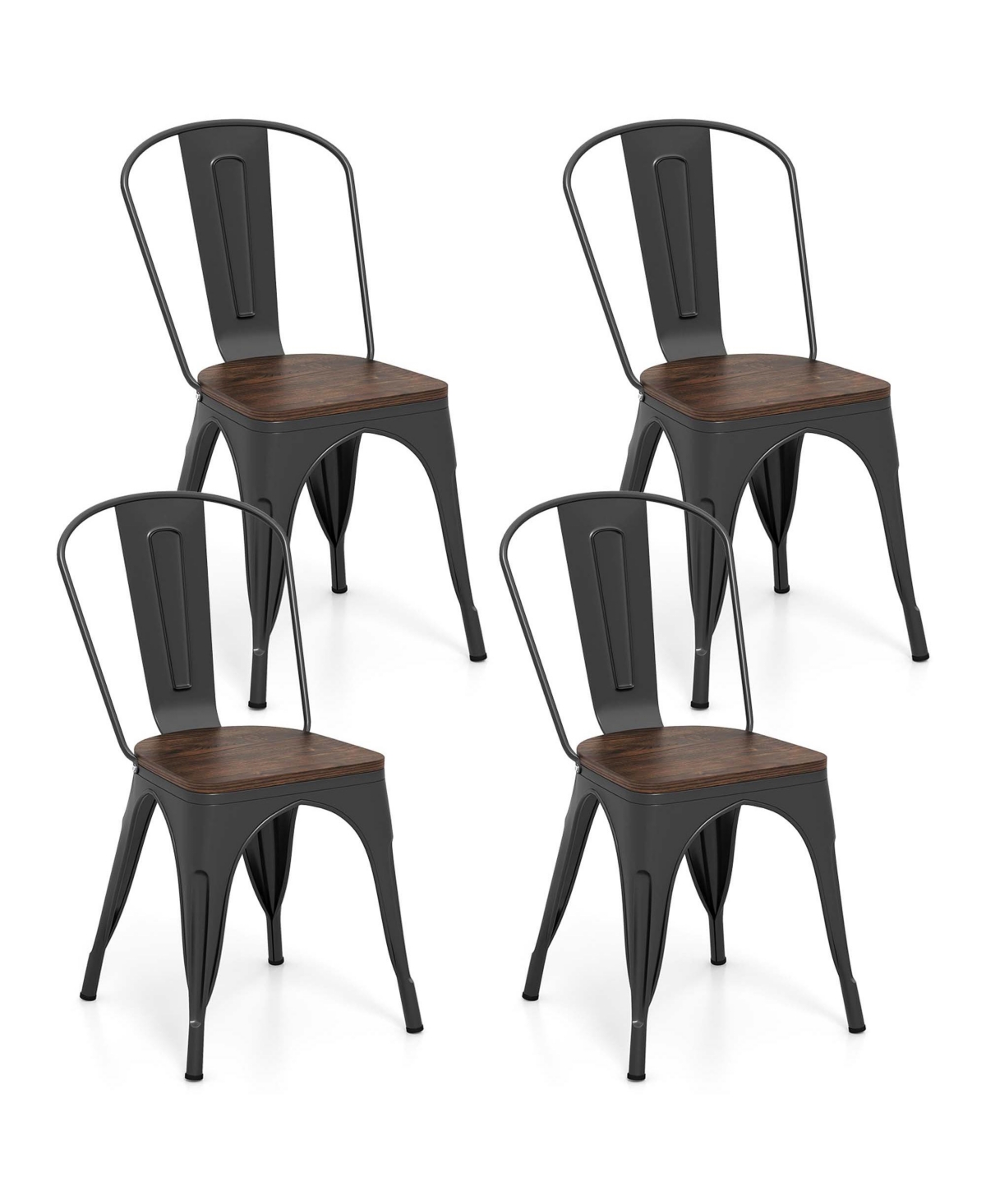 Click here for Gymax Tolix Style Metal Dining Chairs Set of 4 wit... prices
