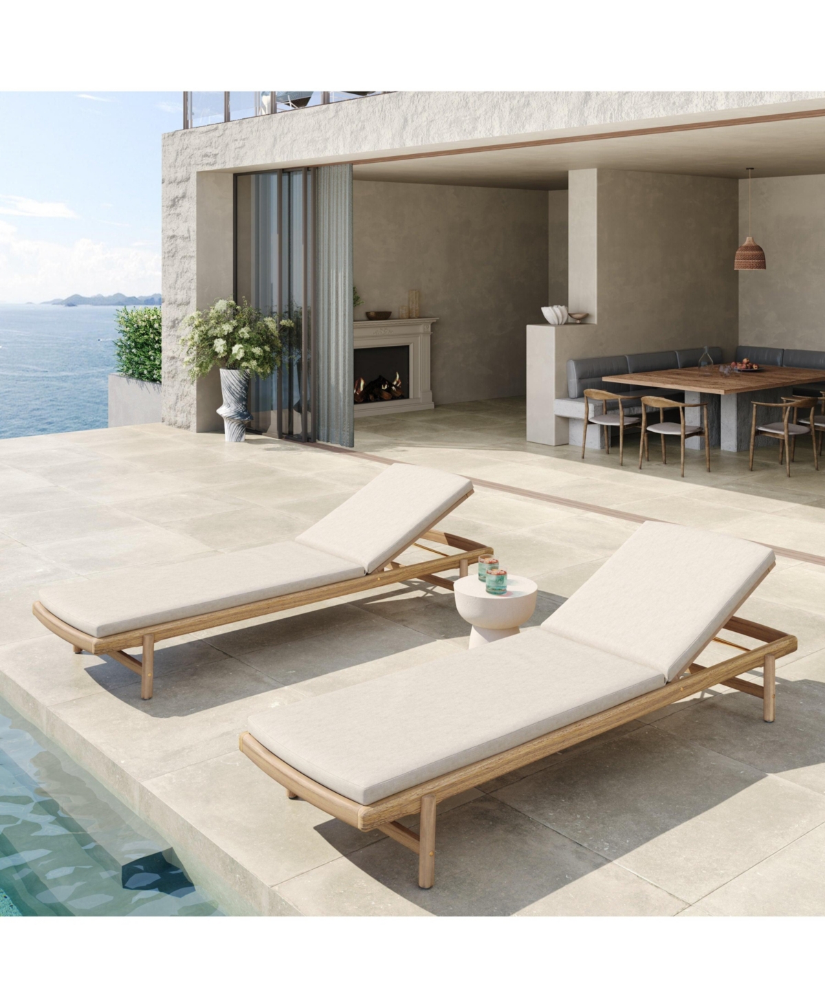 Click here for Mondawe Outdoor Teak Chaise Lounge Set of 2 with C... prices