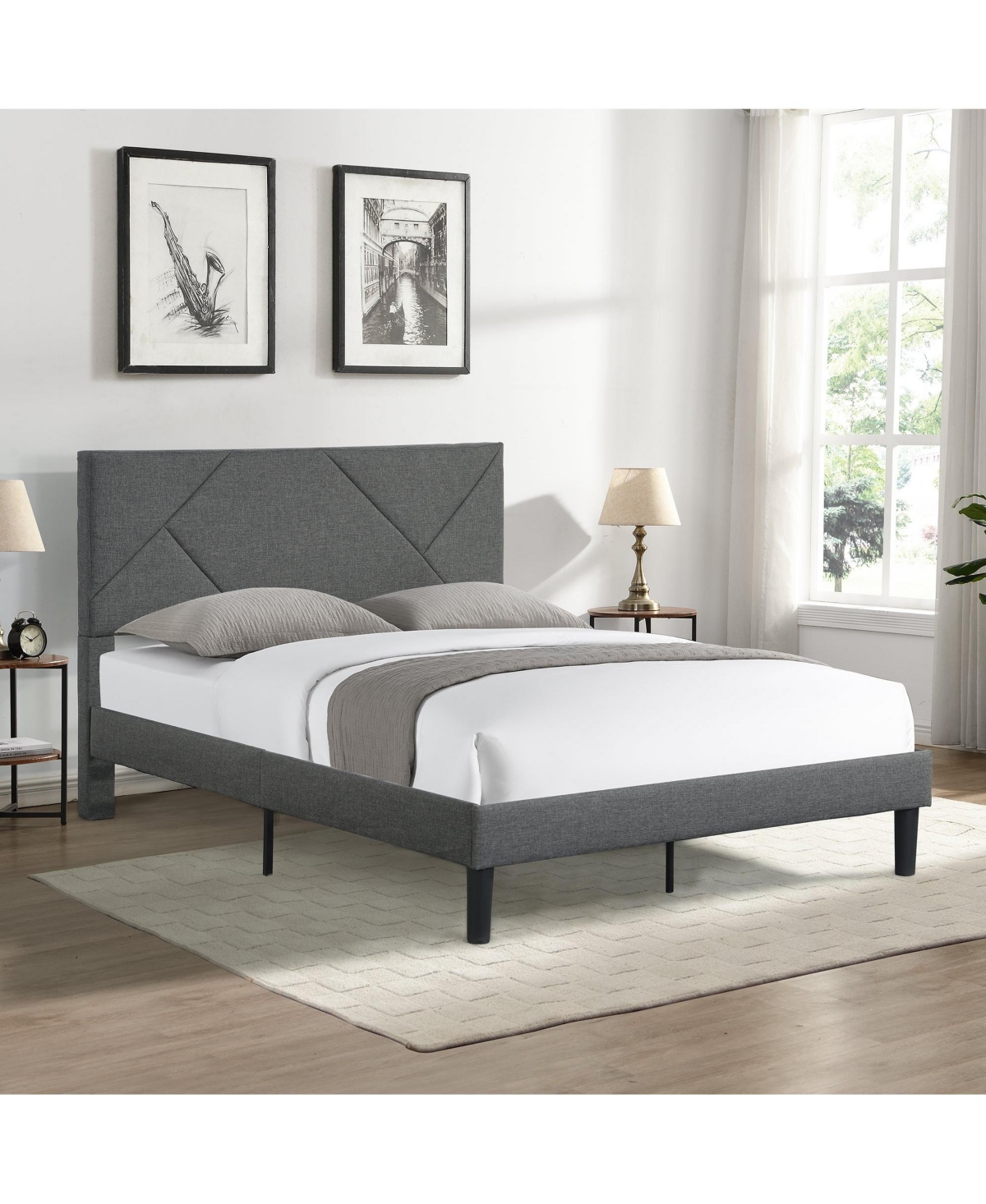 Click here for Lucky One Upholstered Platform Bed Frame with Head... prices