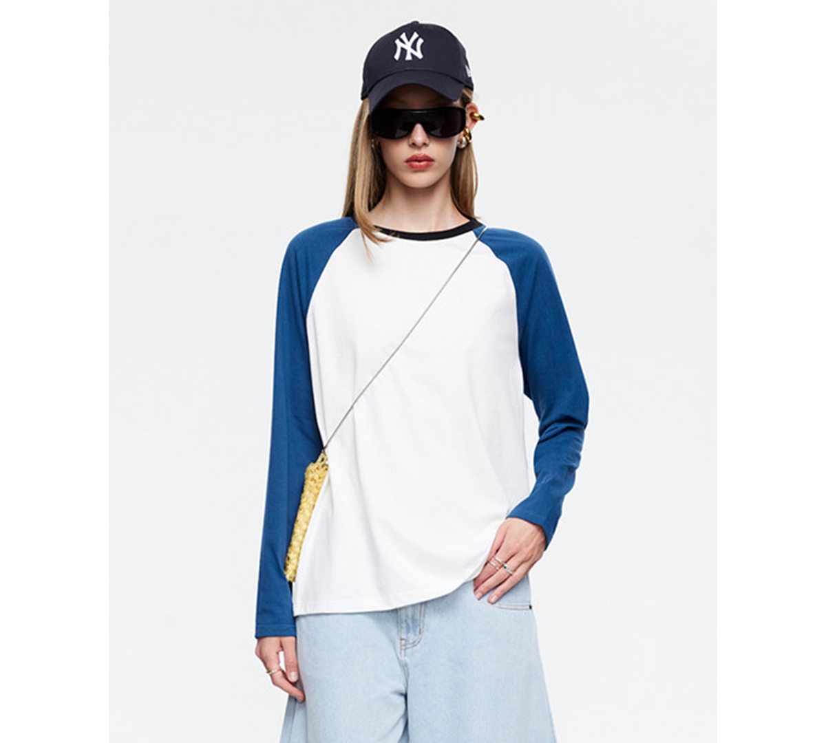 Click here for Lioness Womens Crew Neck Baseball T-Shirt - Blue prices