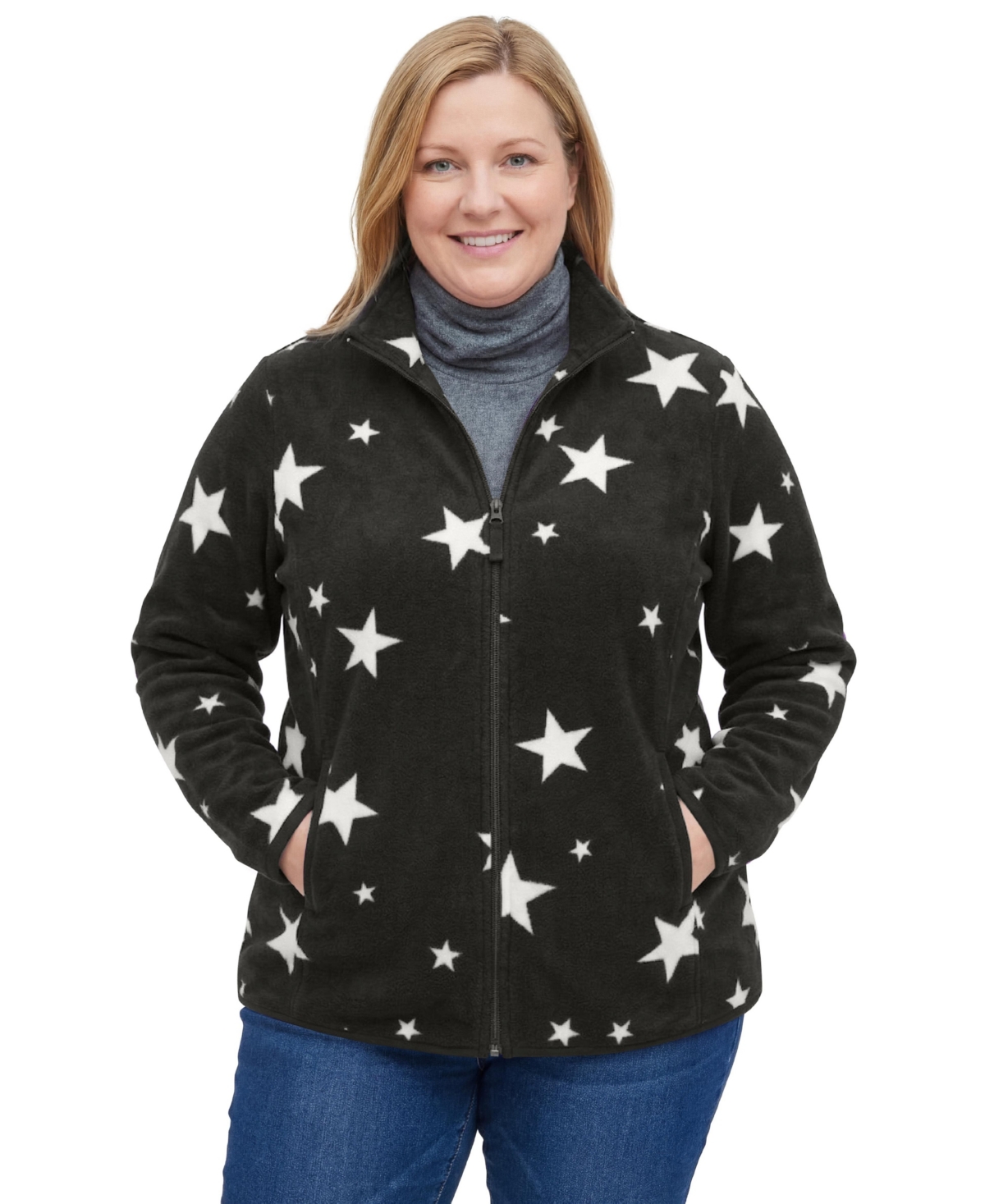 Click here for Woman Within Womens Plus Size Zip-Front Microfleec... prices