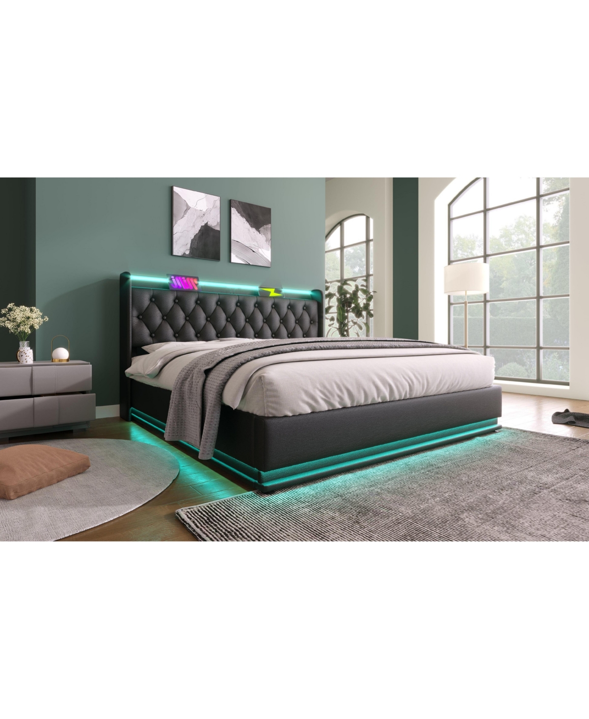 Click here for Lucky One Queen Upholstered 360 Surround Led Light... prices