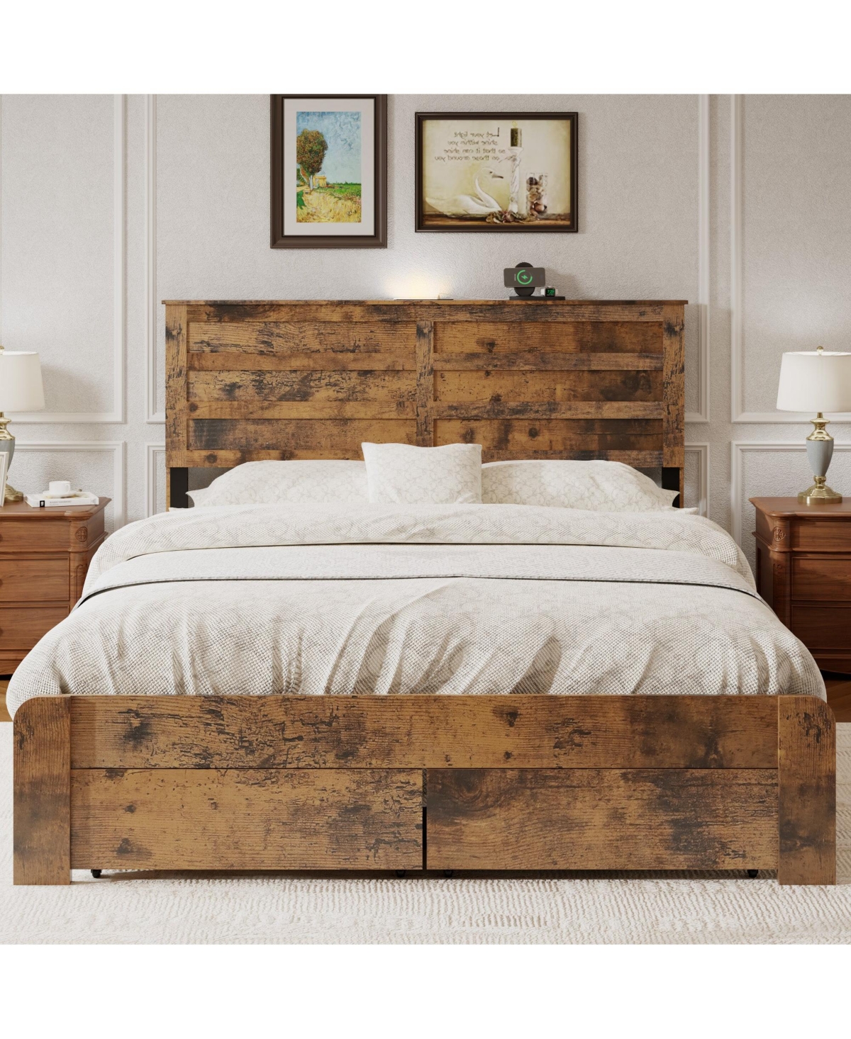 Click here for Lucky One Queen -size bed frame with 2 storage dra... prices