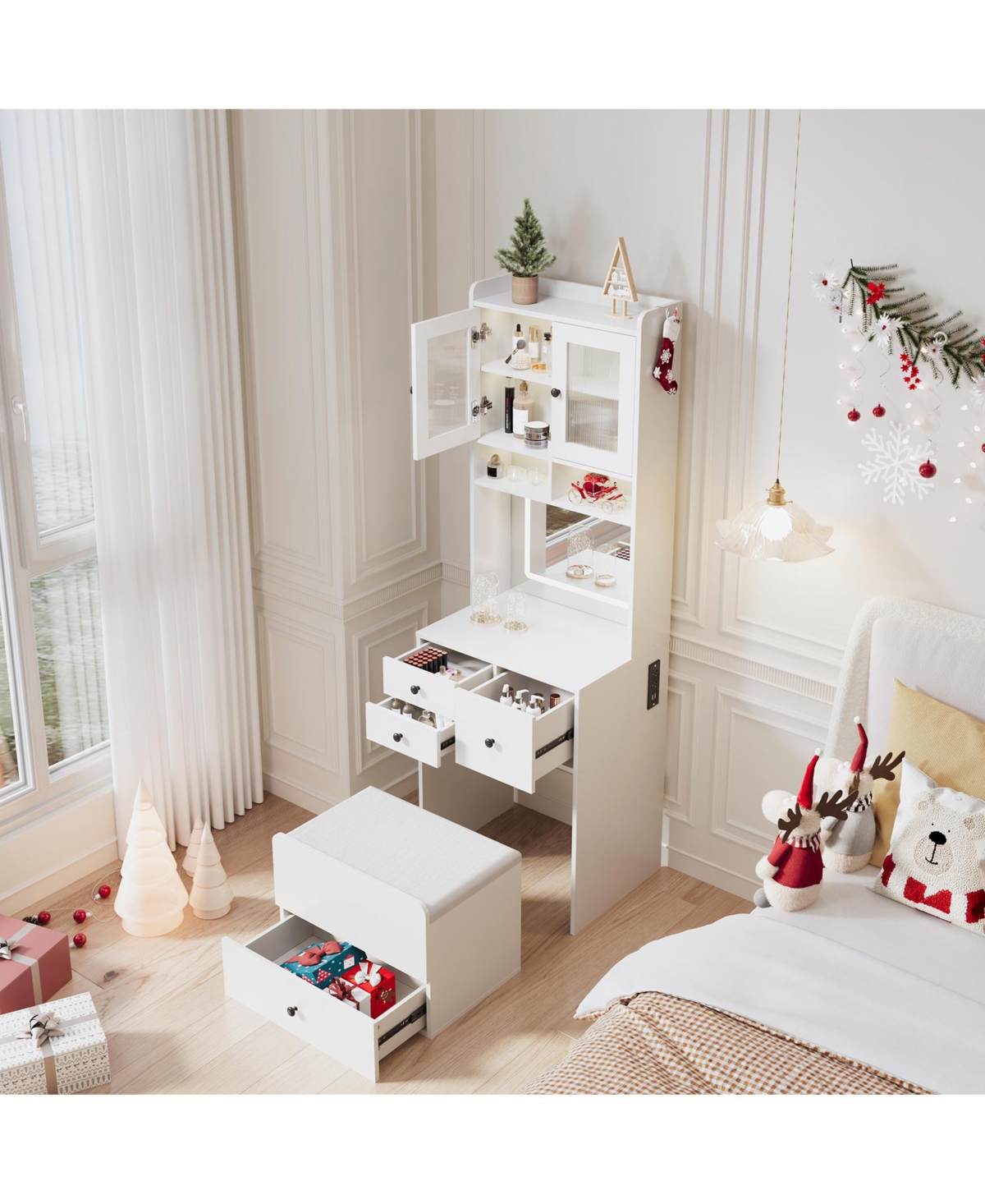 Click here for Homfan Modern Vanity Desk with Sliding Led Mirror... prices