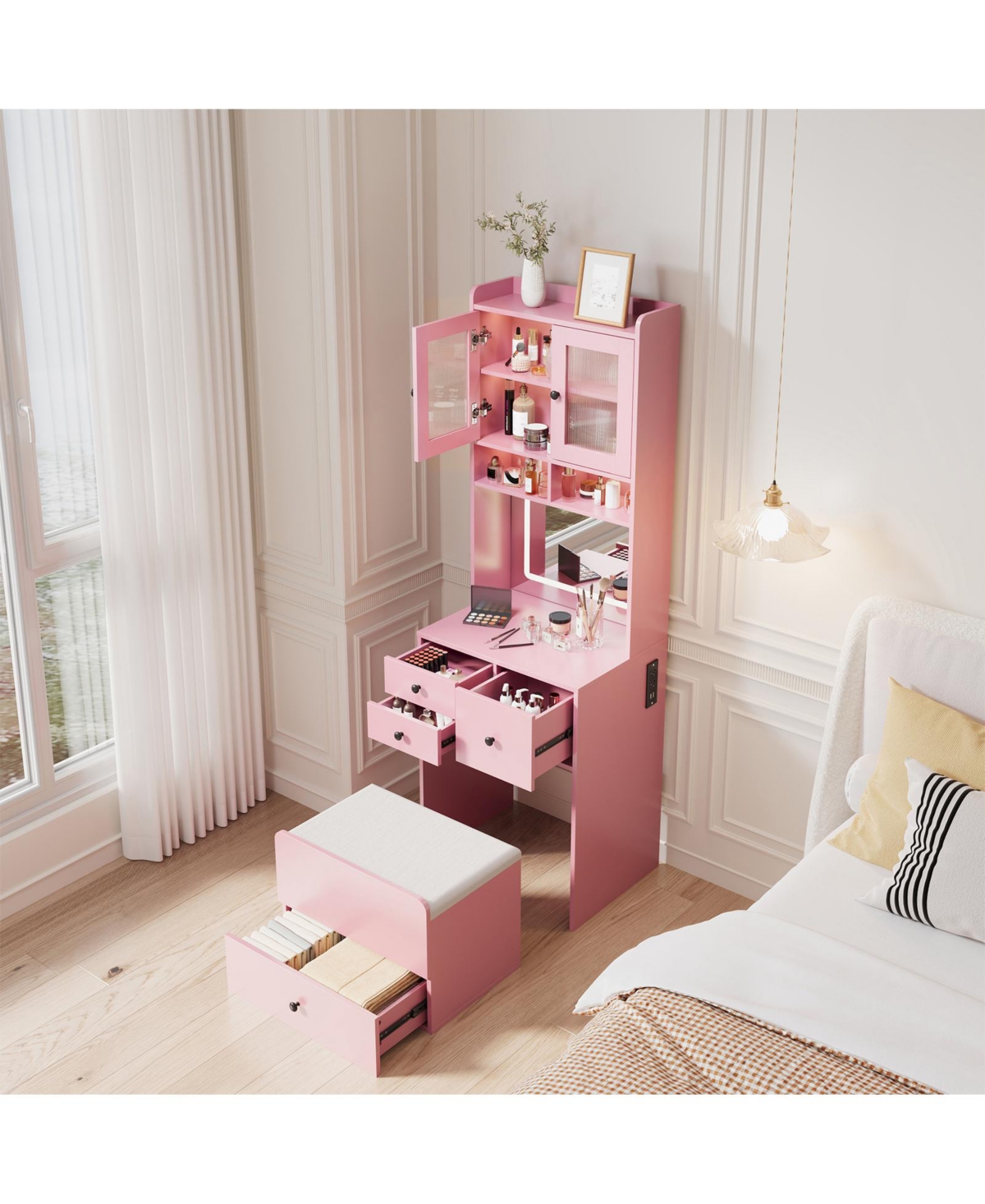 Click here for Homfan Modern Vanity Desk with Sliding Led Mirror... prices