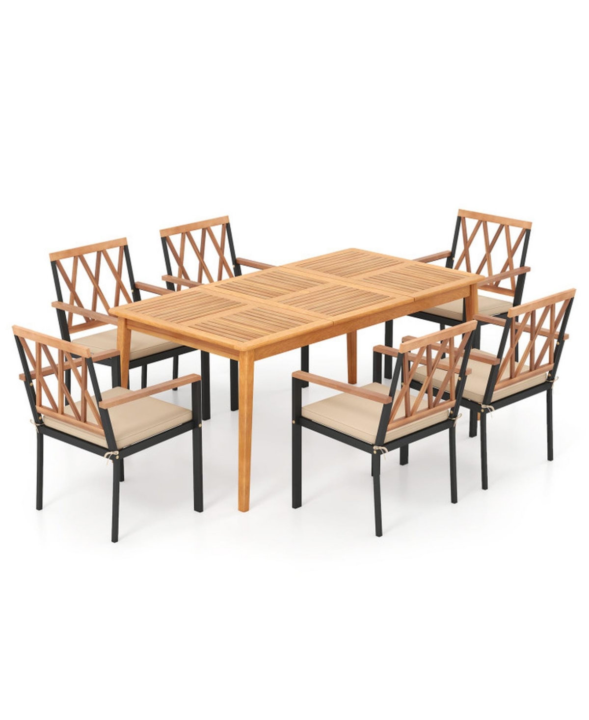 Click here for Gouun 7-Piece Patio Dining Set with 67 in Acacia W... prices