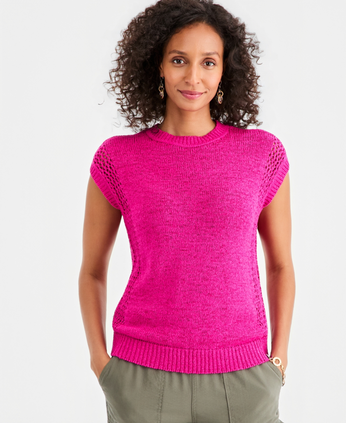 Click here for Style & Co Womens Mixed-Stitch Dolman-Sleeve Sweat... prices