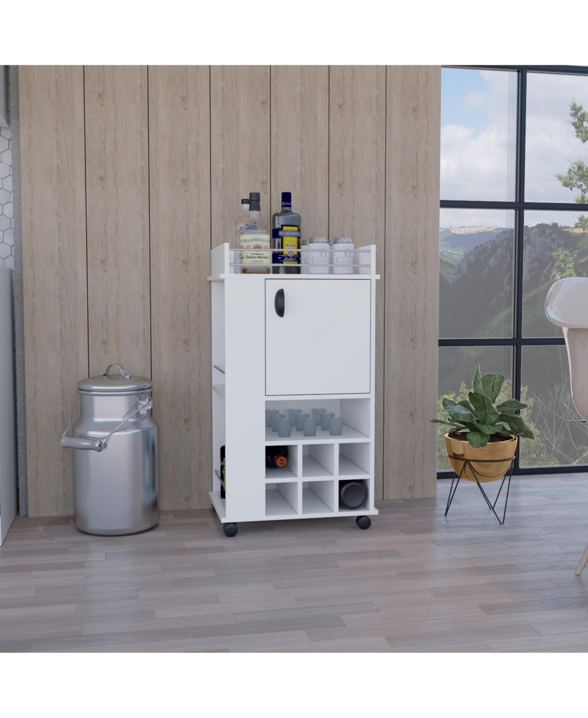 Click here for Flynama Bar Cart 4.4 W x 16.34 D with 4 Cabinets w... prices