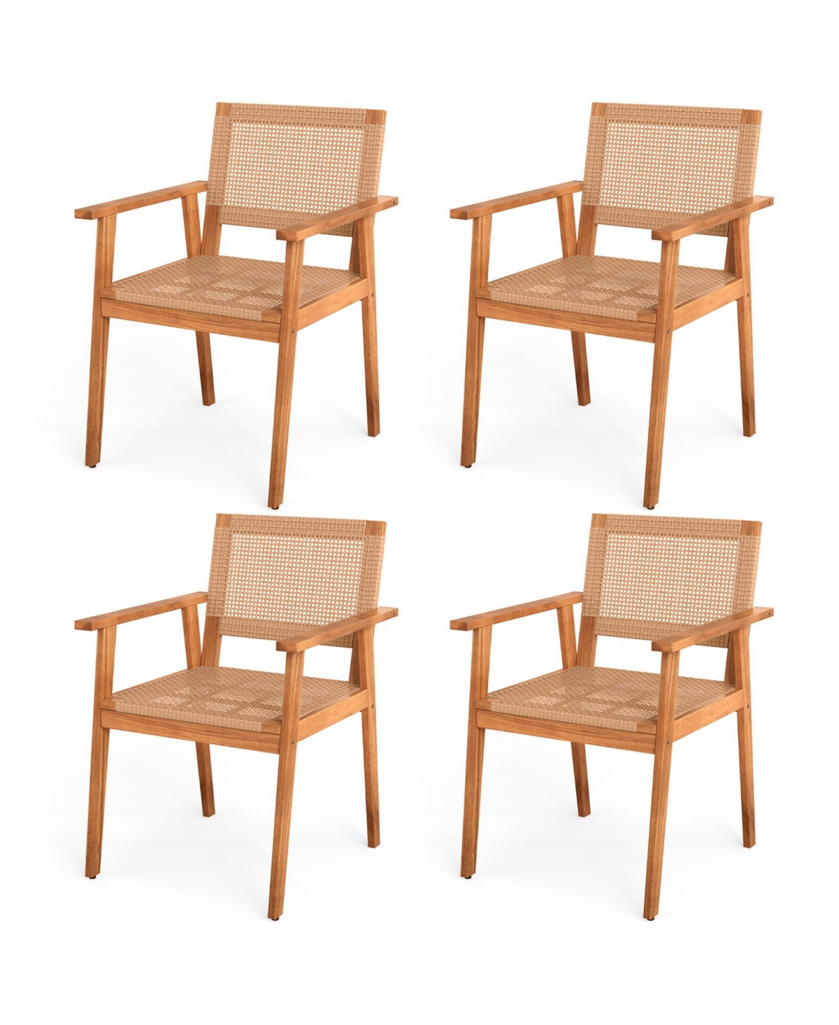 Click here for Gymax Acacia Wood Outdoor Dining Chairs Set of 4 w... prices